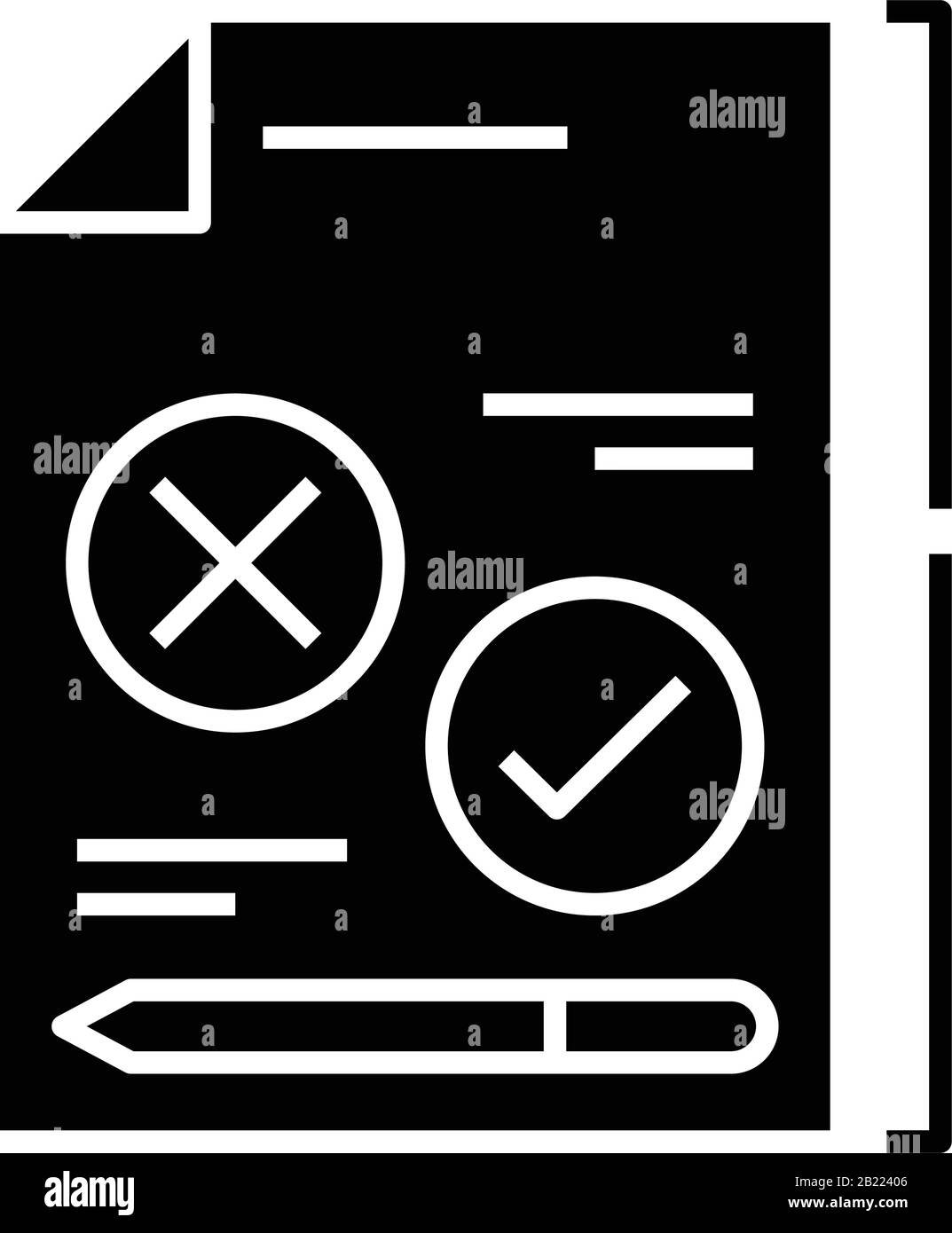 Educational test black icon, concept illustration, vector flat symbol ...