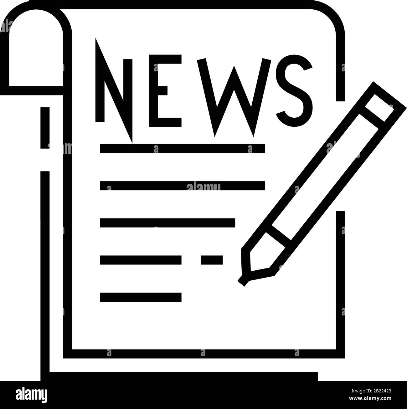 News writing line icon, concept sign, outline vector illustration ... News writing line icon, concept sign, outline vector illustration ...