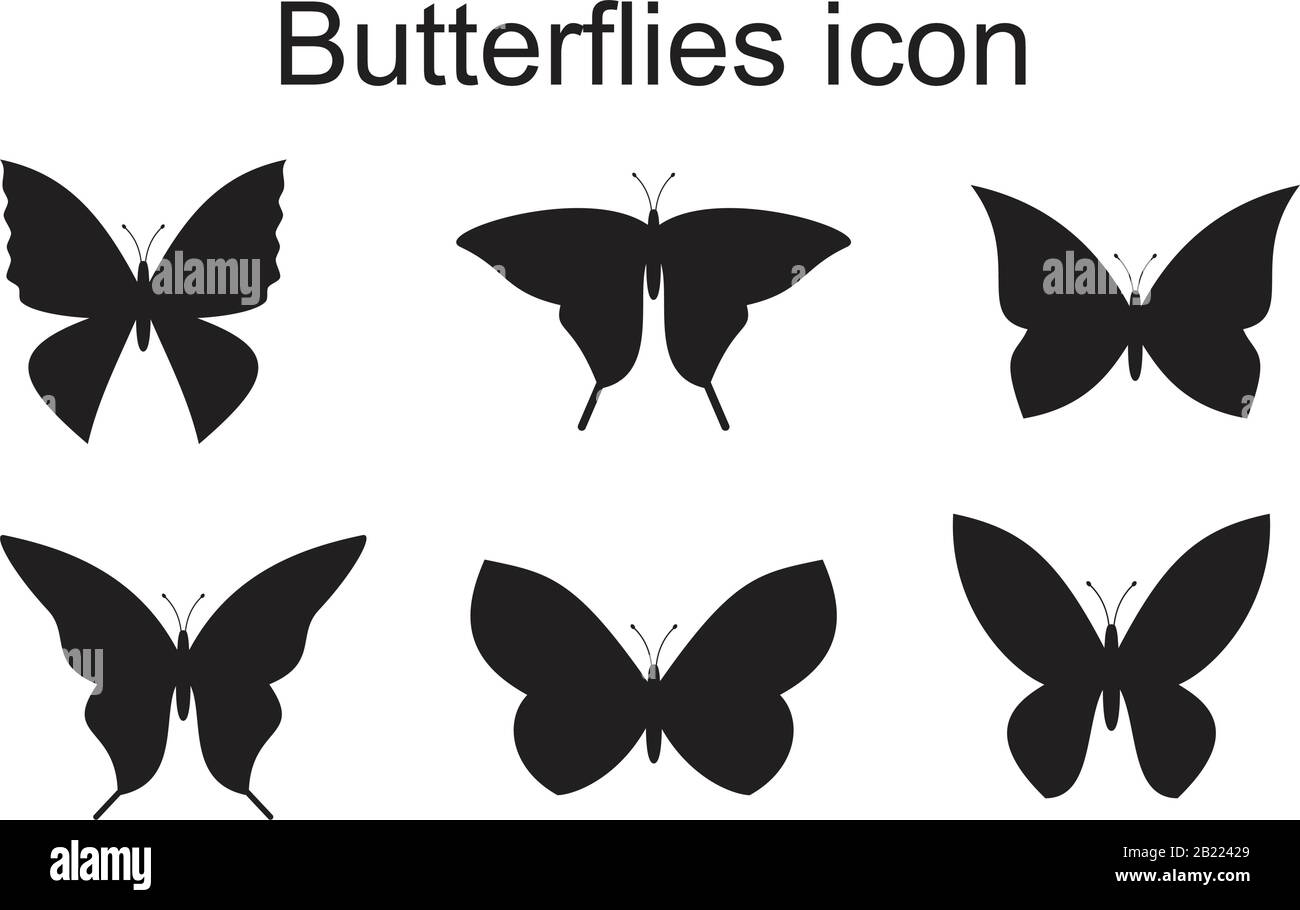 Butterflies Icon template black color editable. Butterflies Icon symbol ...