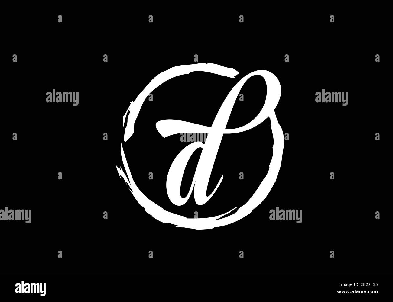 Script Letter D In A Brush Circle On Black Background Monogram script-letter-d-in-a-brush-circle-on-black-background-monogram