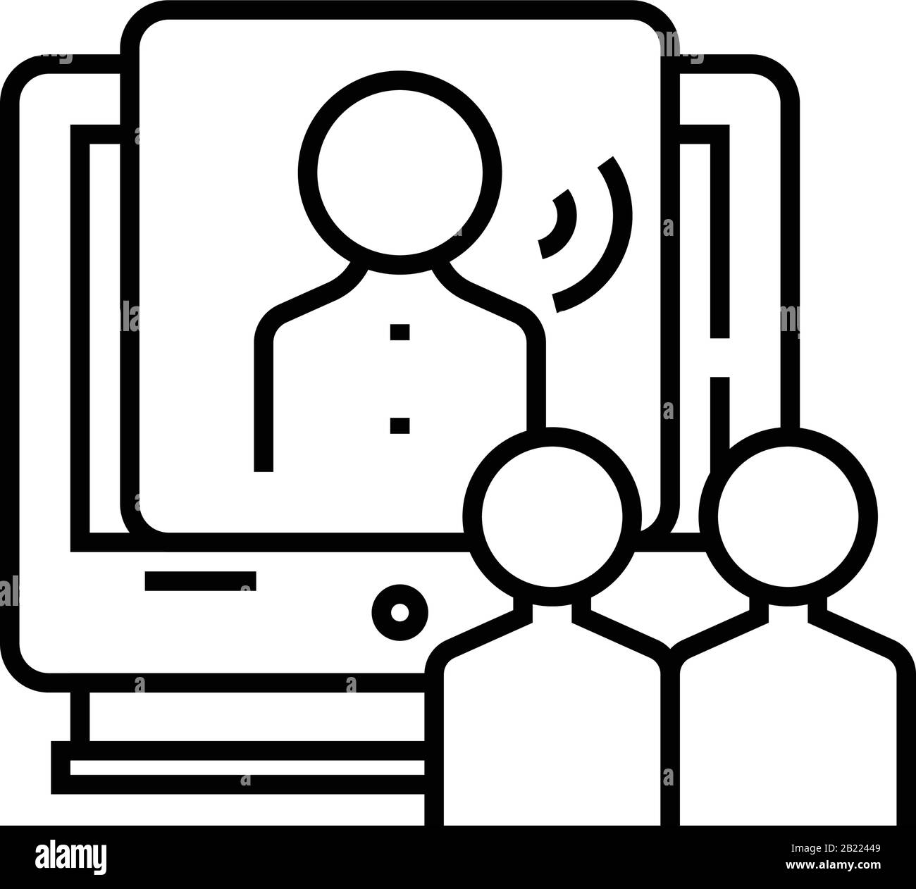 Online conference line icon, concept sign, outline vector illustration ...