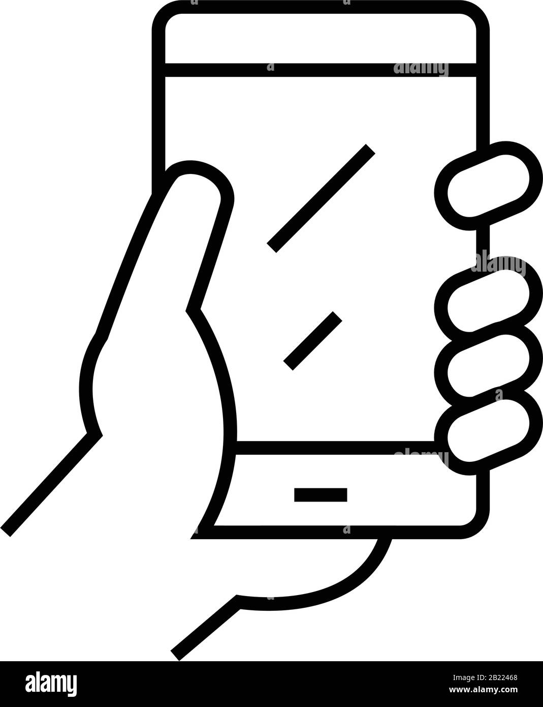 Mobile phone line icon, concept sign, outline vector illustration ...