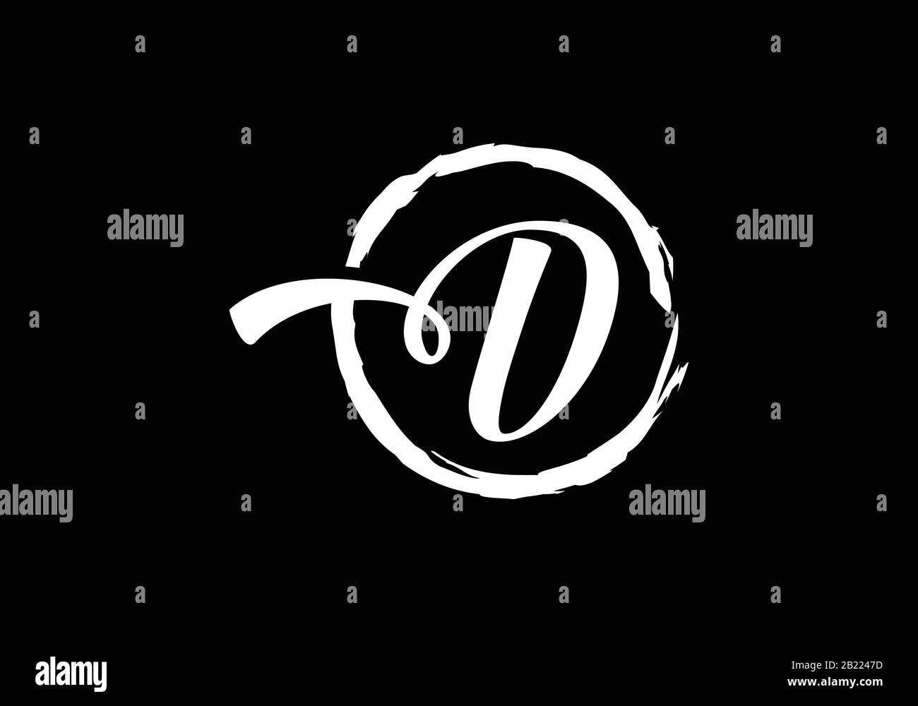 script-letter-d-in-a-brush-circle-on-black-background-monogram