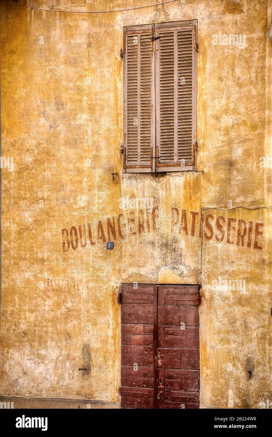 An old abandoned bakery in the town of Cassis, Provence, France Stock ...