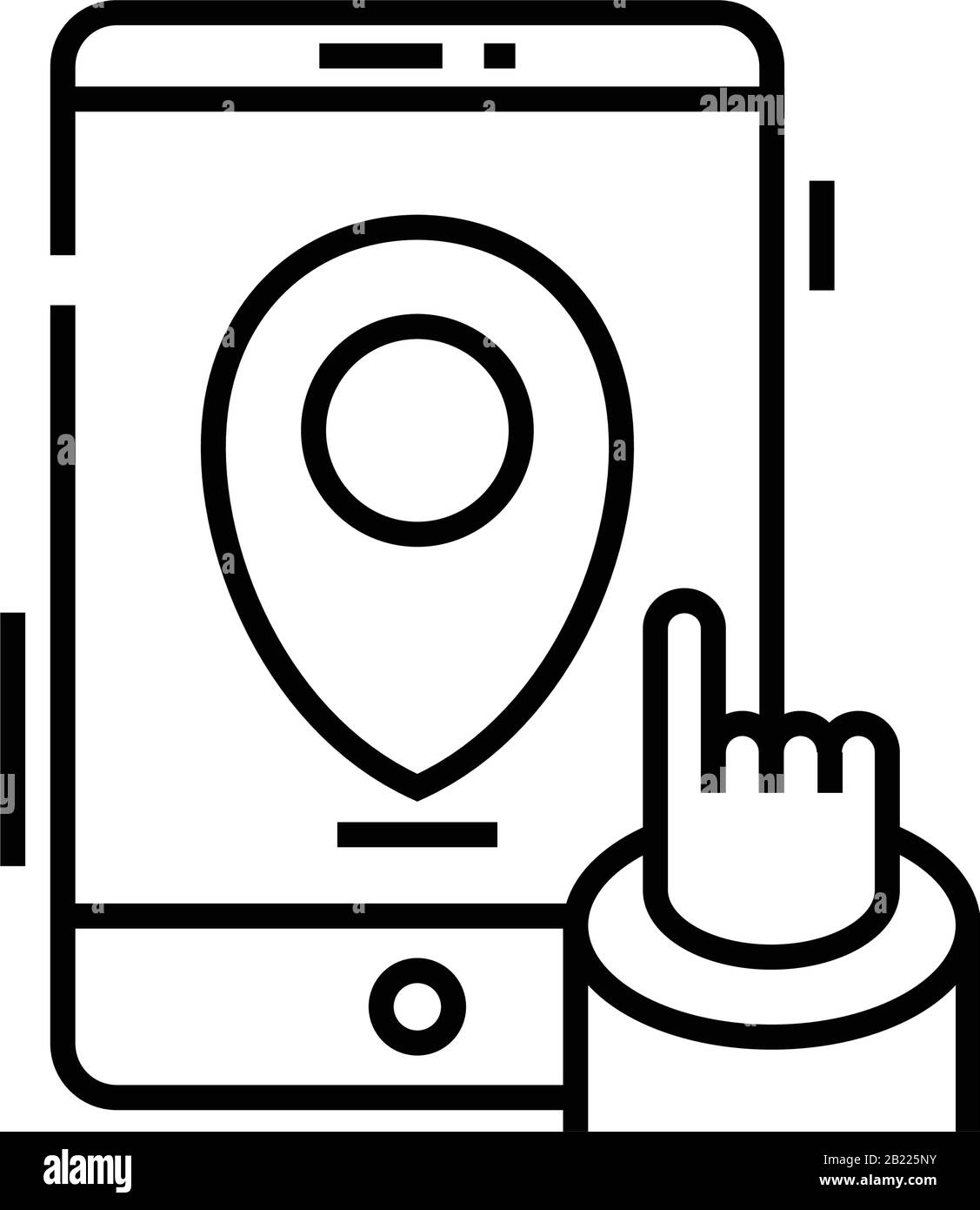 Mobile guide line icon, concept sign, outline vector illustration ...
