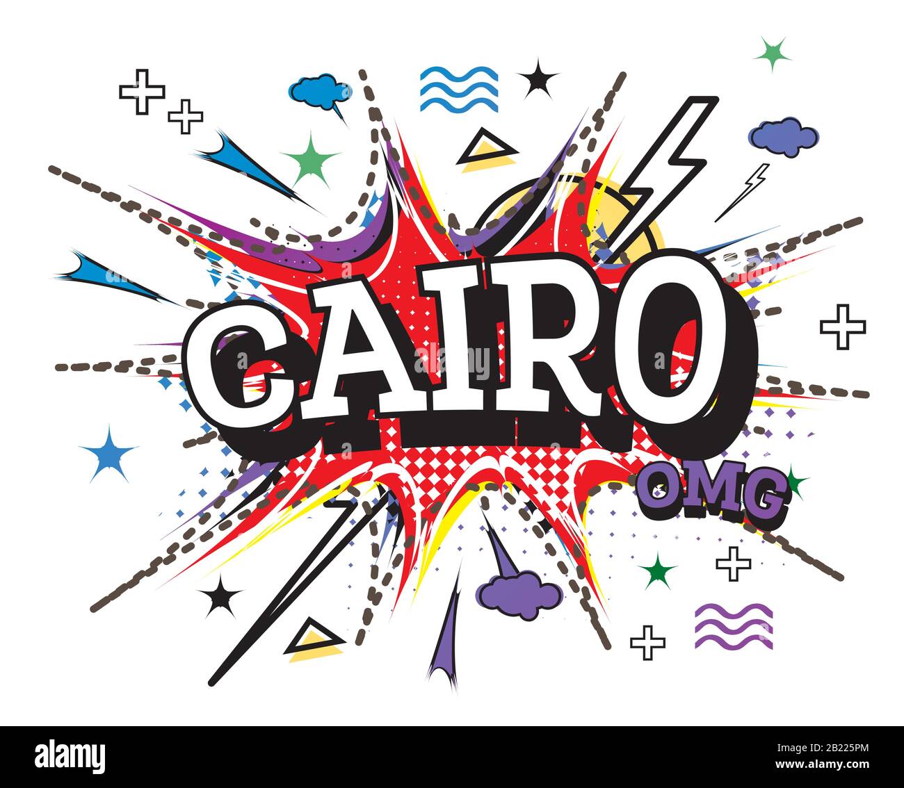 Cairo Comic Text in Pop Art Style Isolated on White Background. Vector ...