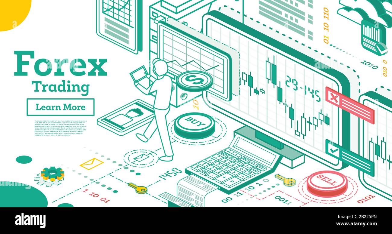 Forex Trading. Outline Isometric Concept. Vector Illustration ...