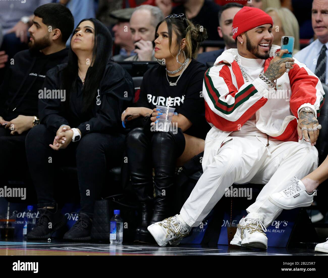 Bad bunny seen courtside at the miami heat game hi-res stock ...