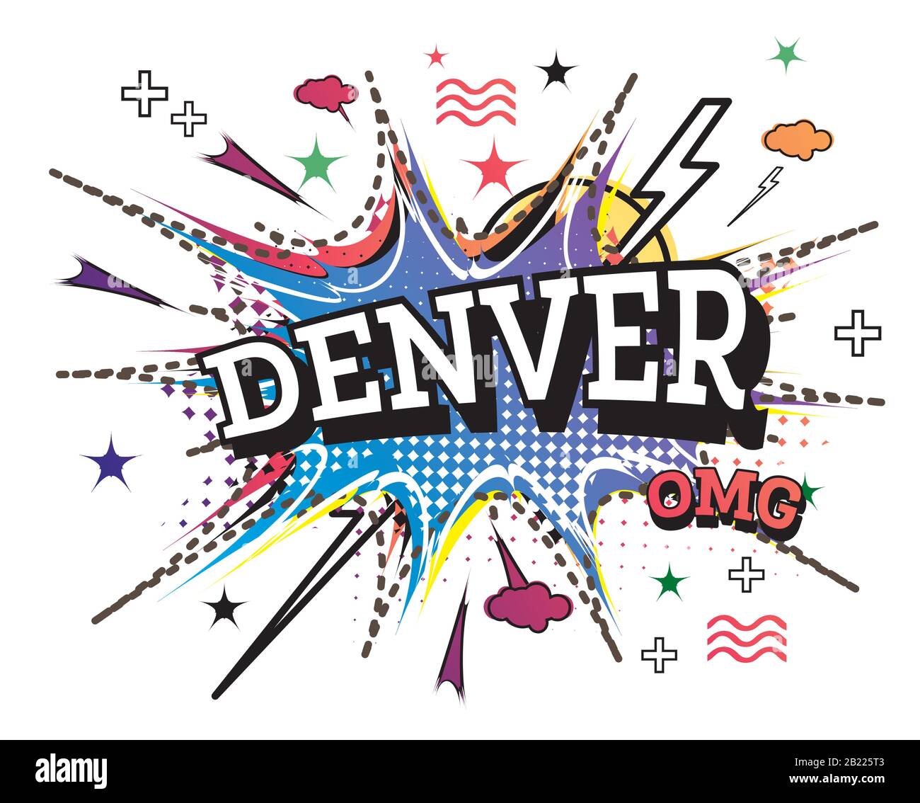 Denver Comic Text in Pop Art Style Isolated on White Background. Vector ...