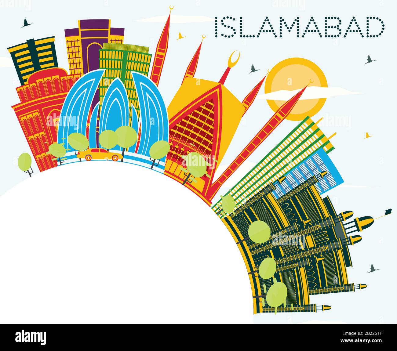 Islamabad Pakistan City Skyline with Color Buildings, Blue Sky and Copy ...