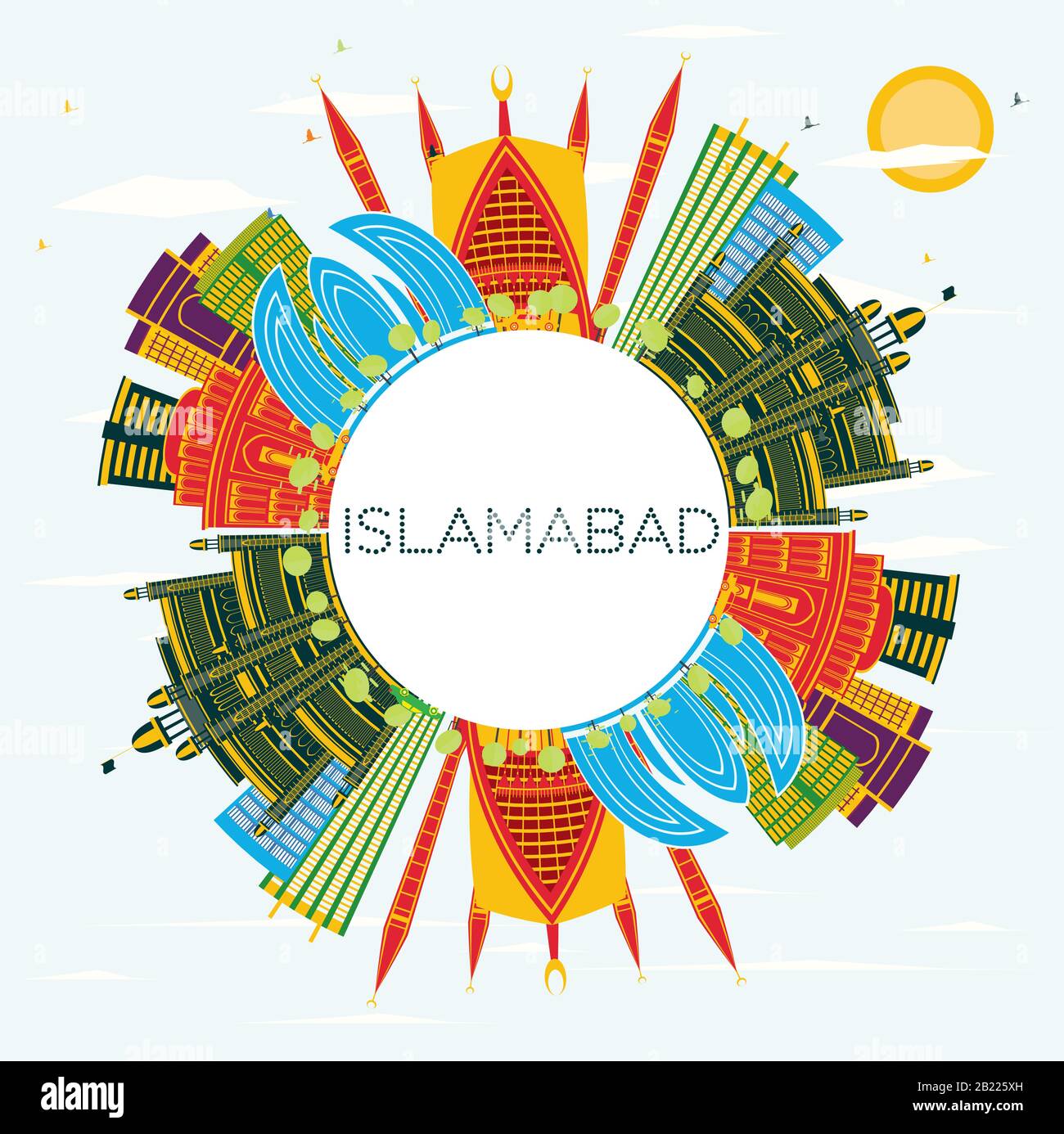 Islamabad Pakistan City Skyline with Color Buildings, Blue Sky and Copy ...