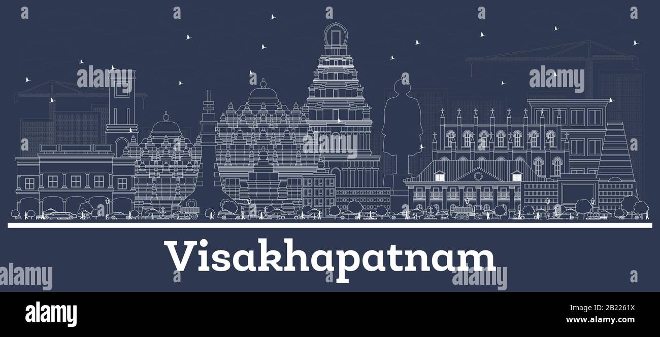 Outline Visakhapatnam India City Skyline with White Buildings. Vector ...