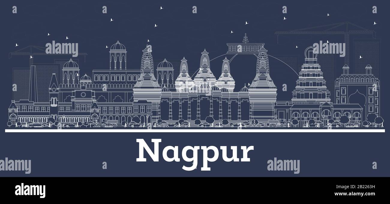 Outline Nagpur India City Skyline with White Buildings. Vector ...