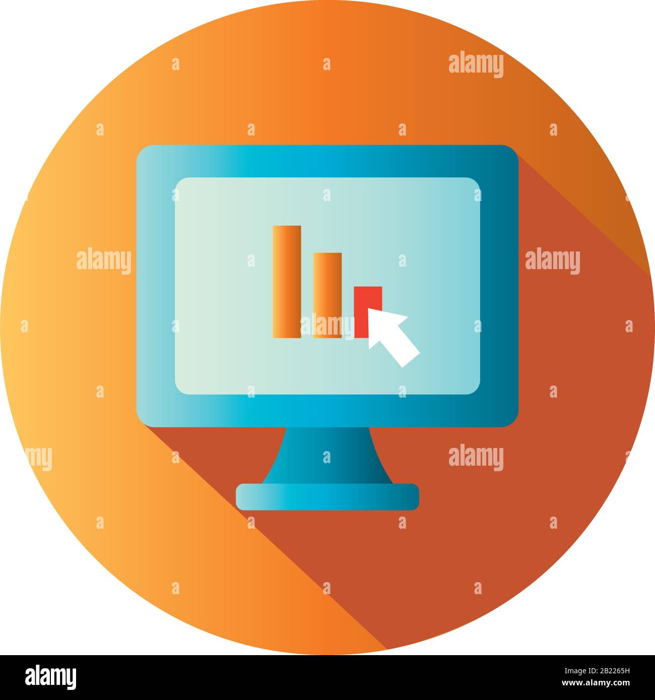 Workflow with arrow inside computer block gradient style icon design, Infographic data ...