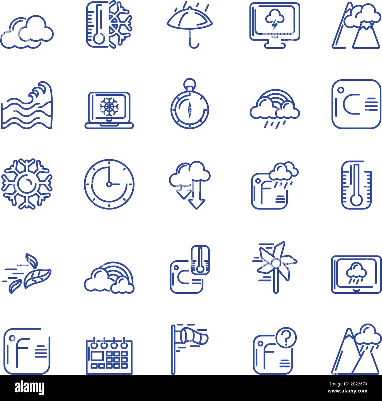 weather concept of icons set over white background, line style, vector ...