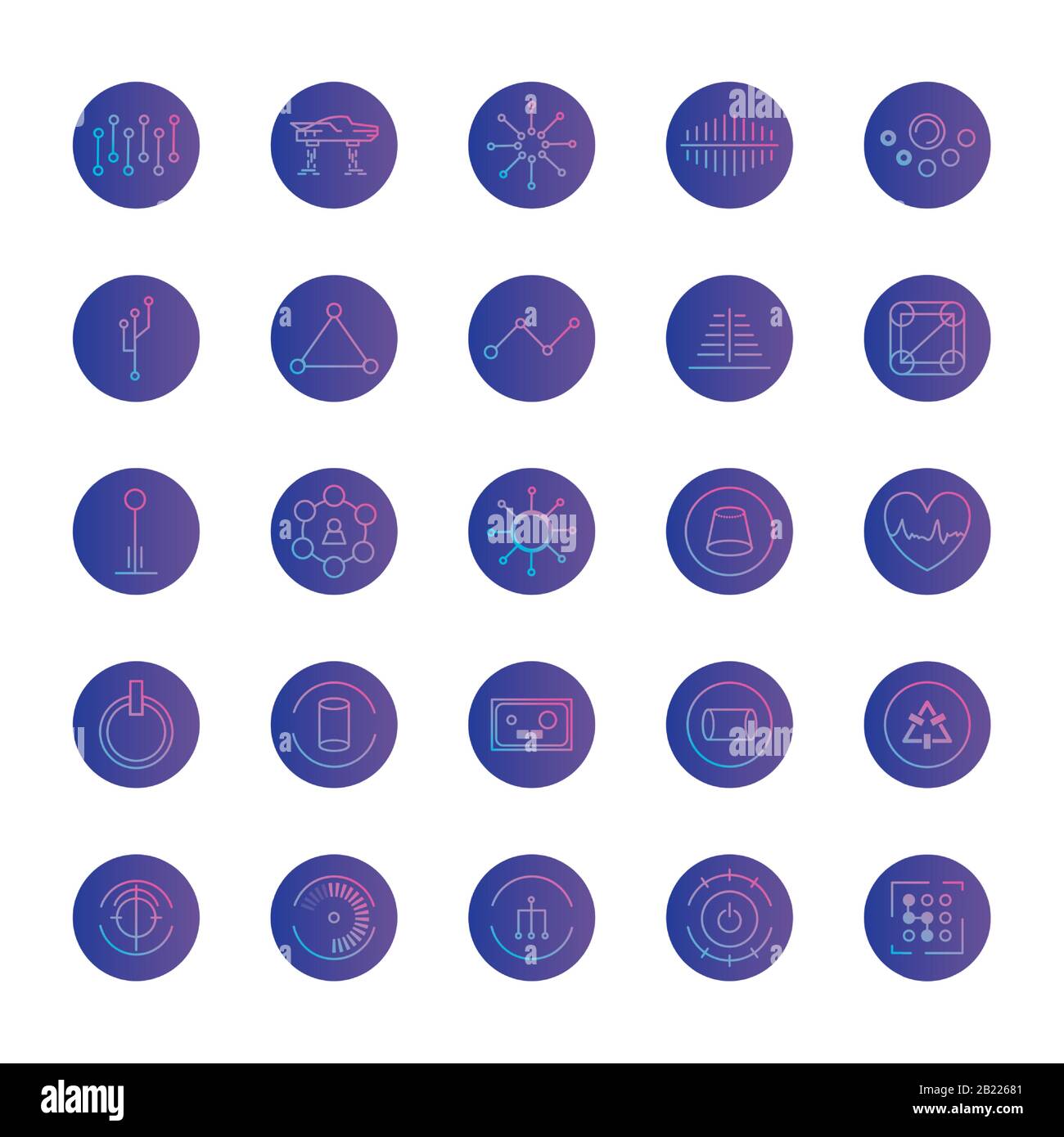 gradient style icon set design, futuristic virtual technology modern ...