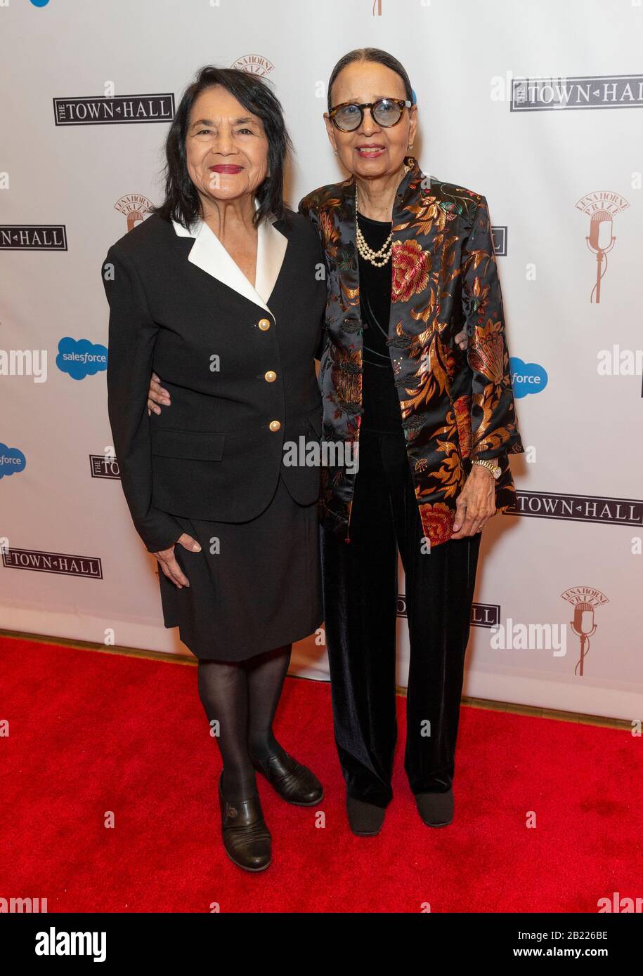 New York, NY - February 28, 2020: Dolores Huerta and Gail Lumet Buckley ...