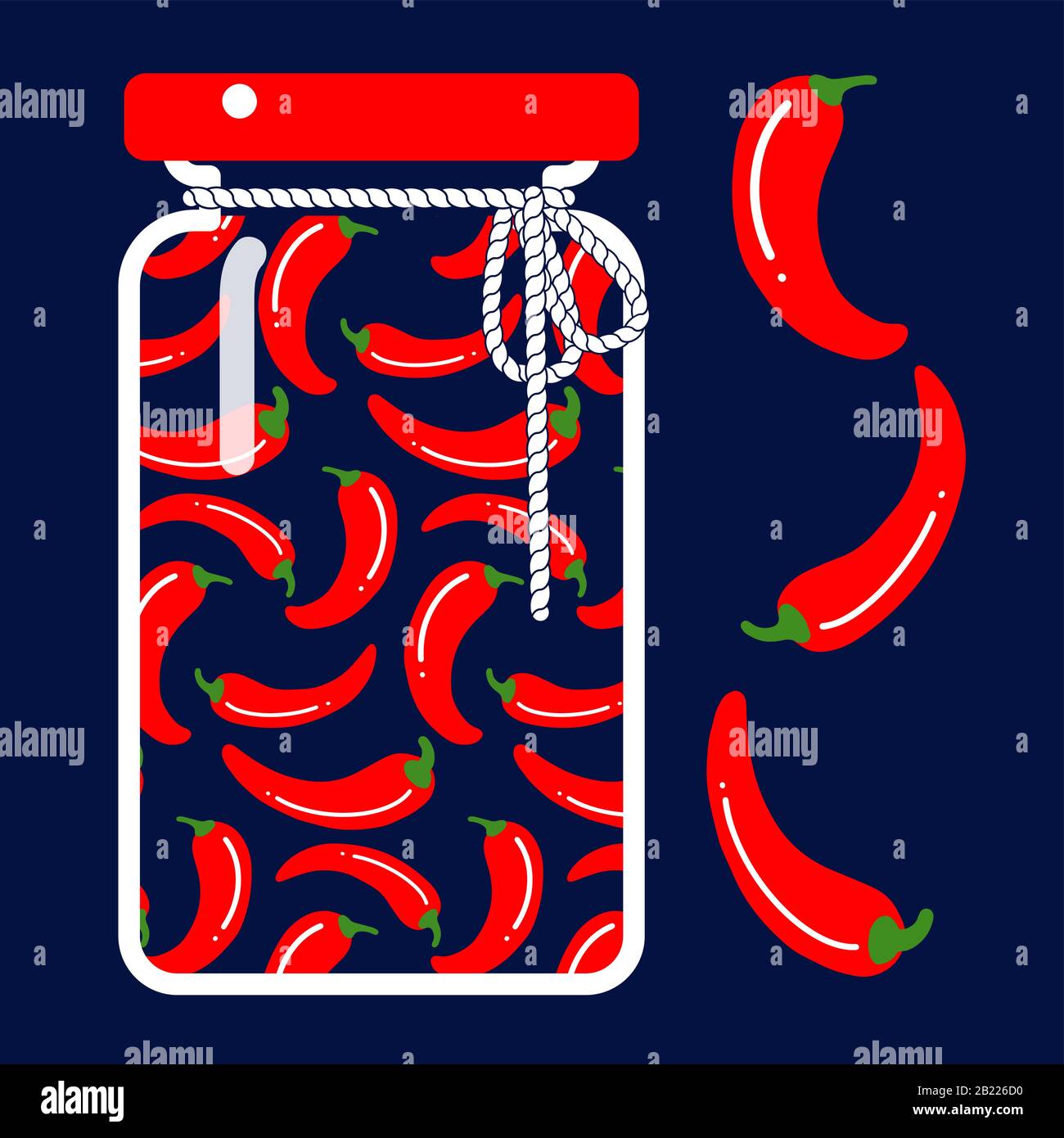 glass jar of canned chili peppers on a dark background. Vector ...