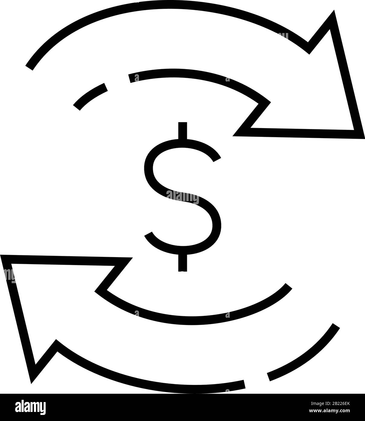 Monetary exchange line icon, concept sign, outline vector illustration ...