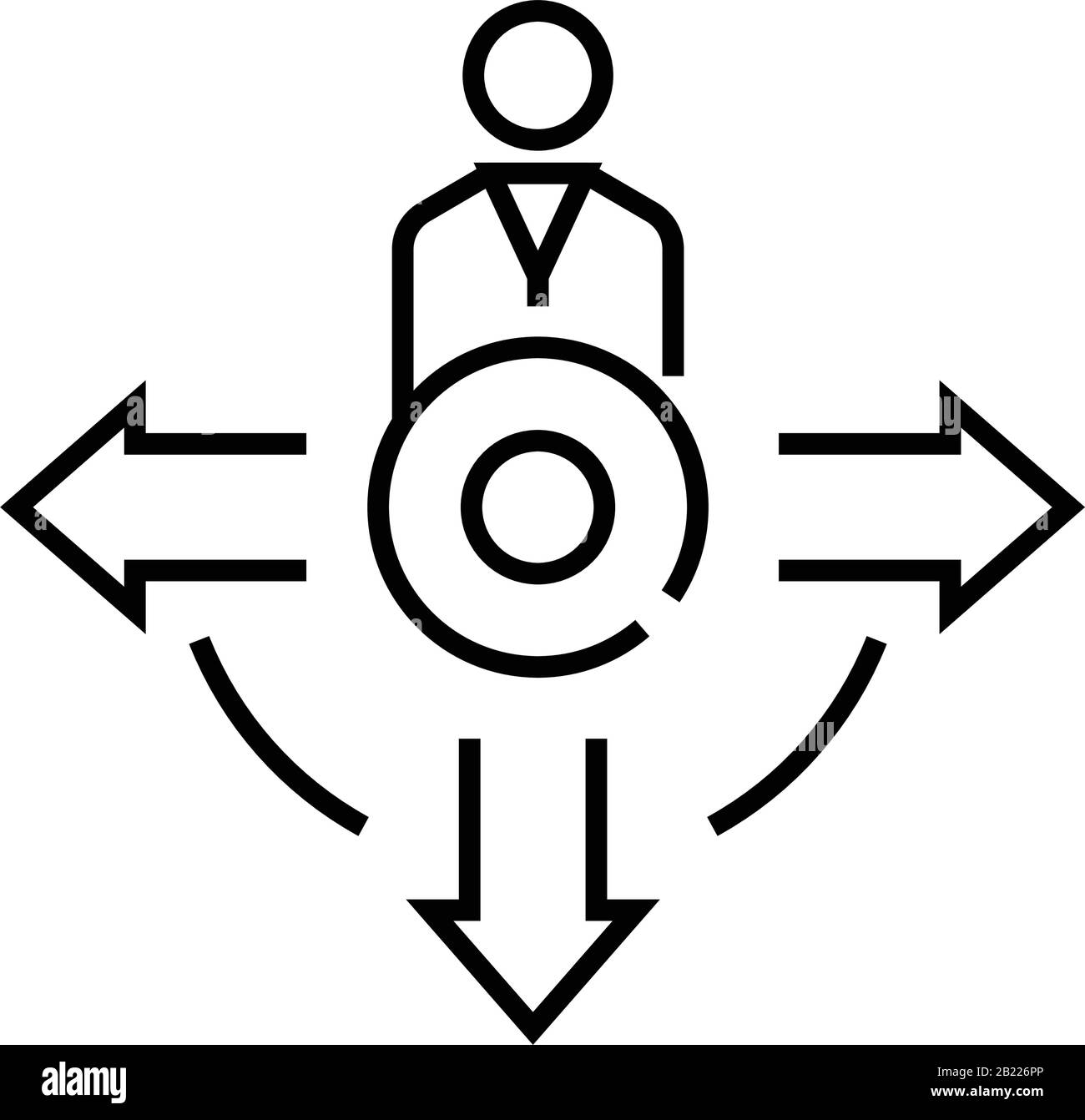 Multitasking position line icon, concept sign, outline vector ...