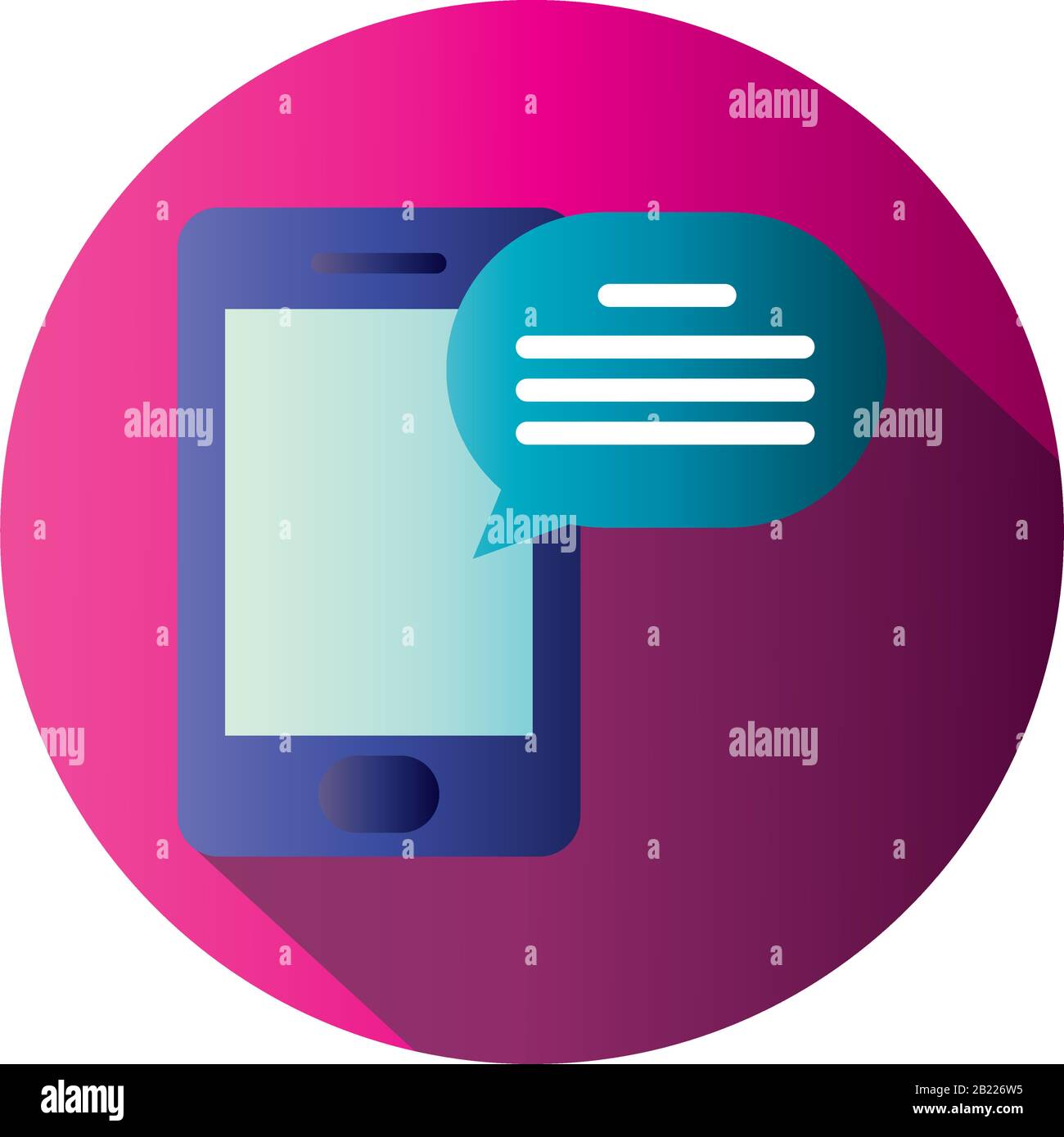 Smartphone and bubble block gradient style icon design, Cellphone mobile digital phone ...