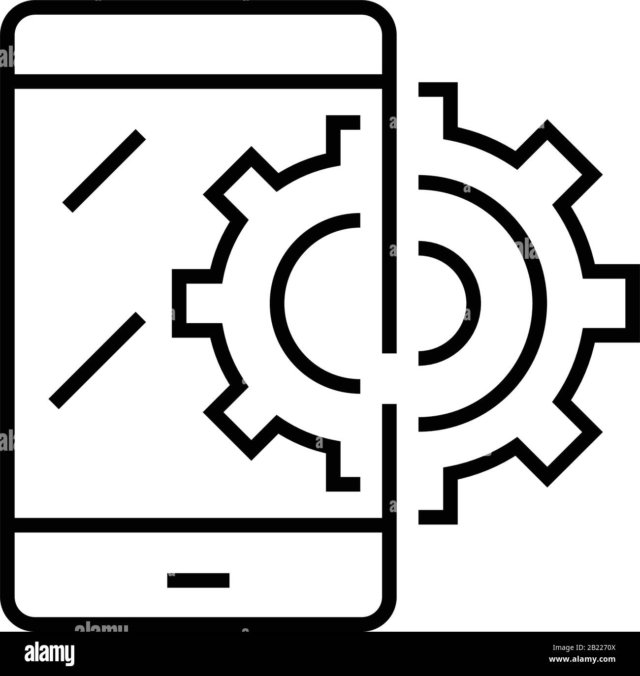 Mobile service line icon, concept sign, outline vector illustration ...