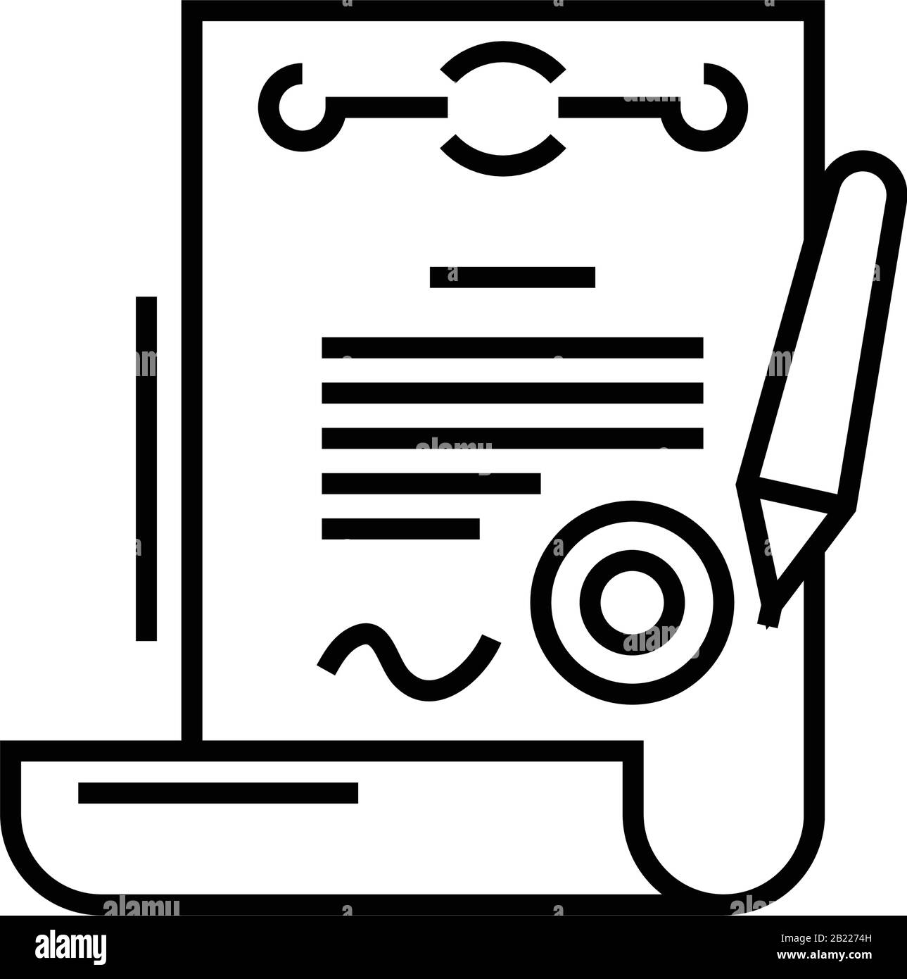 Official report line icon, concept sign, outline vector illustration ...