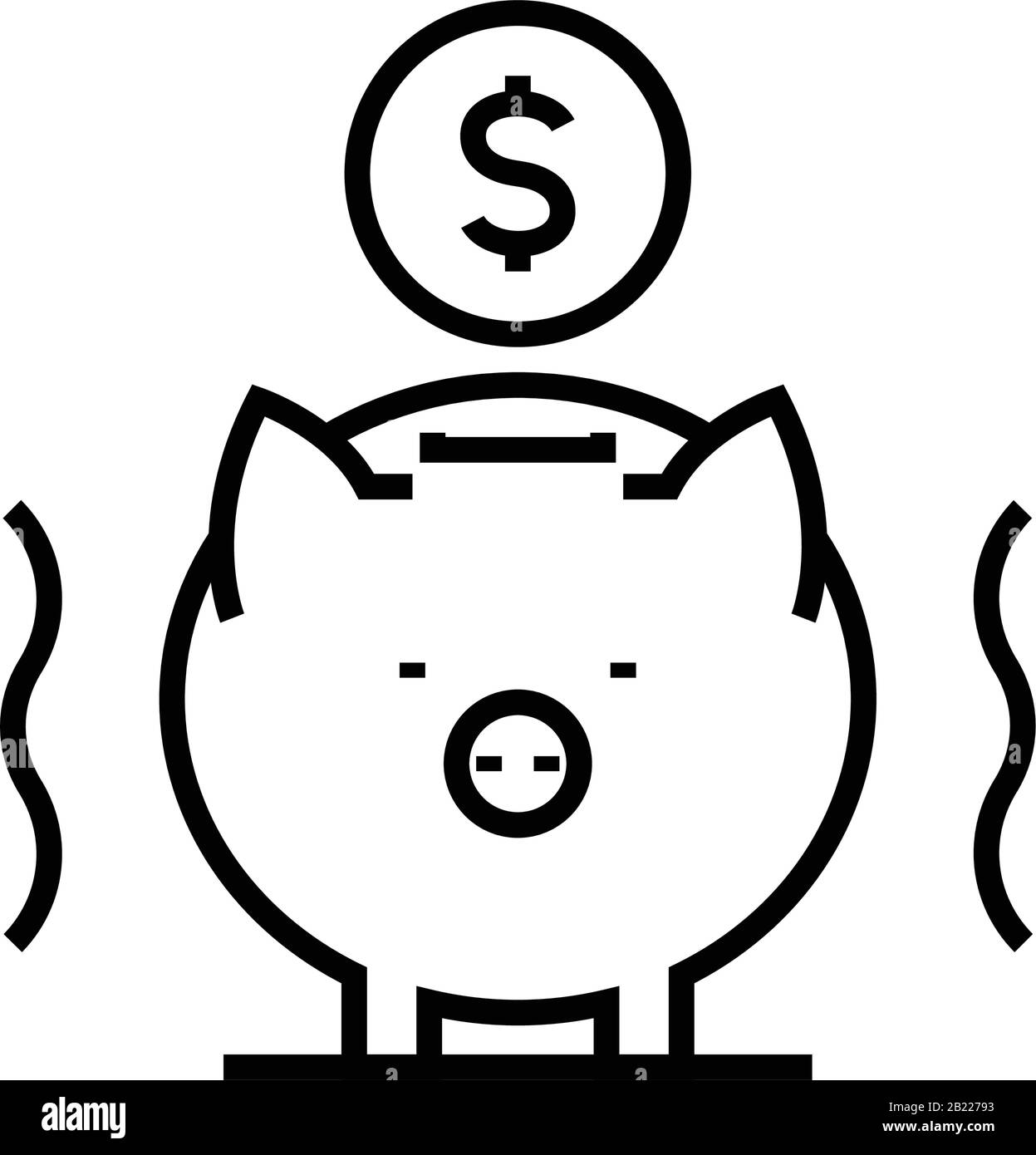 Money savings process line icon, concept sign, outline vector ...