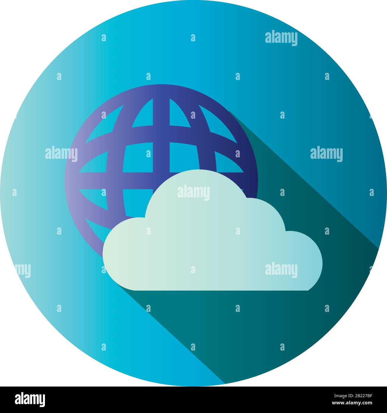Global sphere with cloud block gradient style icon design, Communication internet connectivity ...