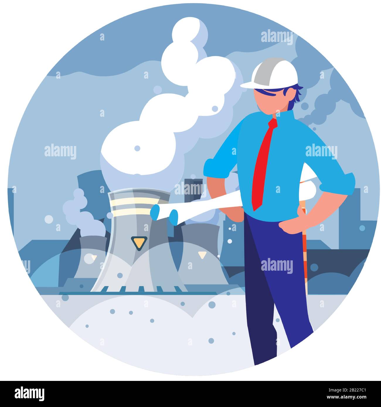 engineer man with work tools in the factory vector illustration design ...