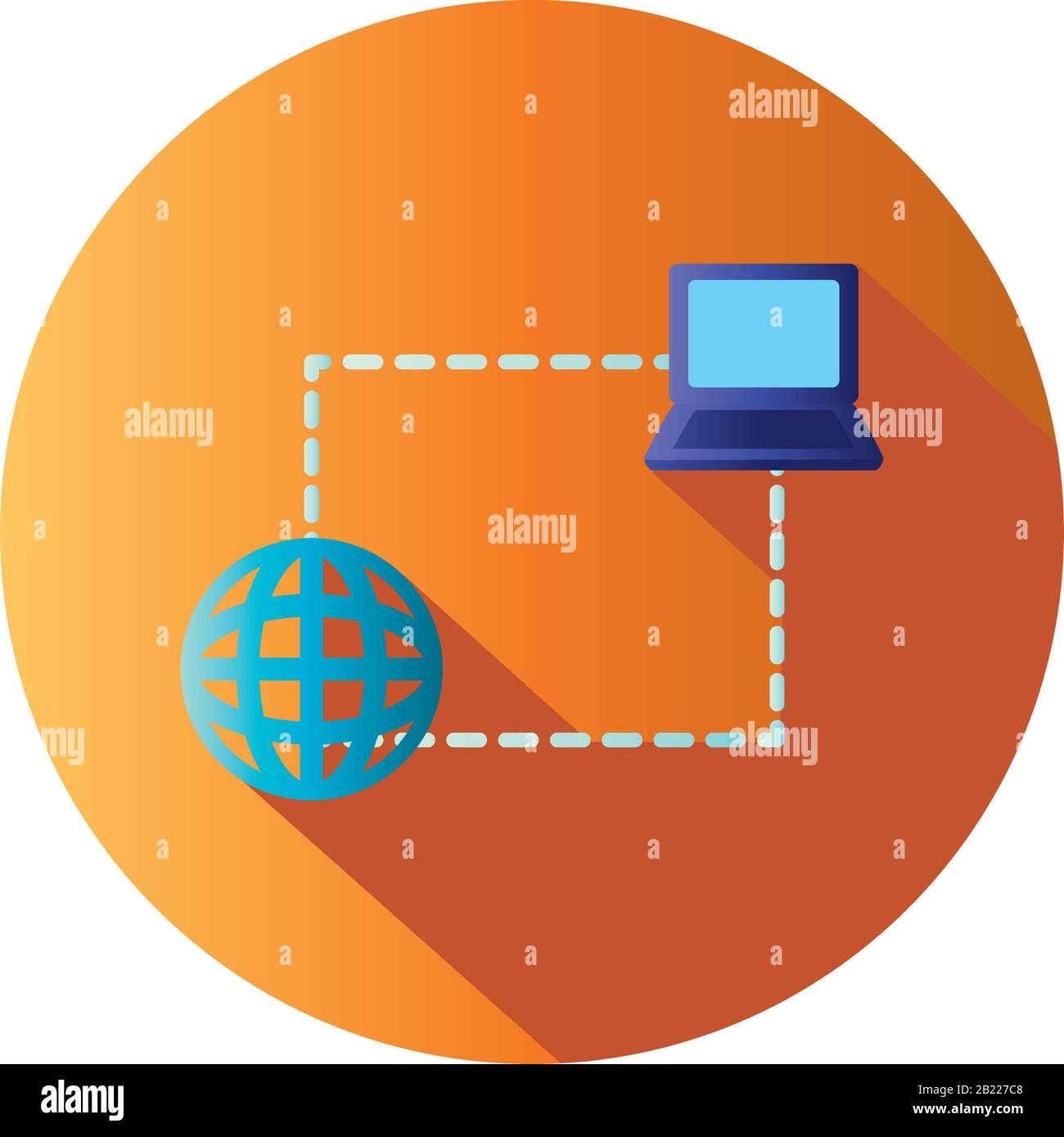Global sphere with laptop block gradient style icon design, Communication internet connectivity ...