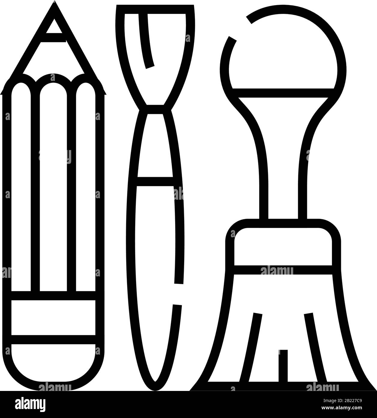 Paint tools line icon, concept sign, outline vector illustration ...