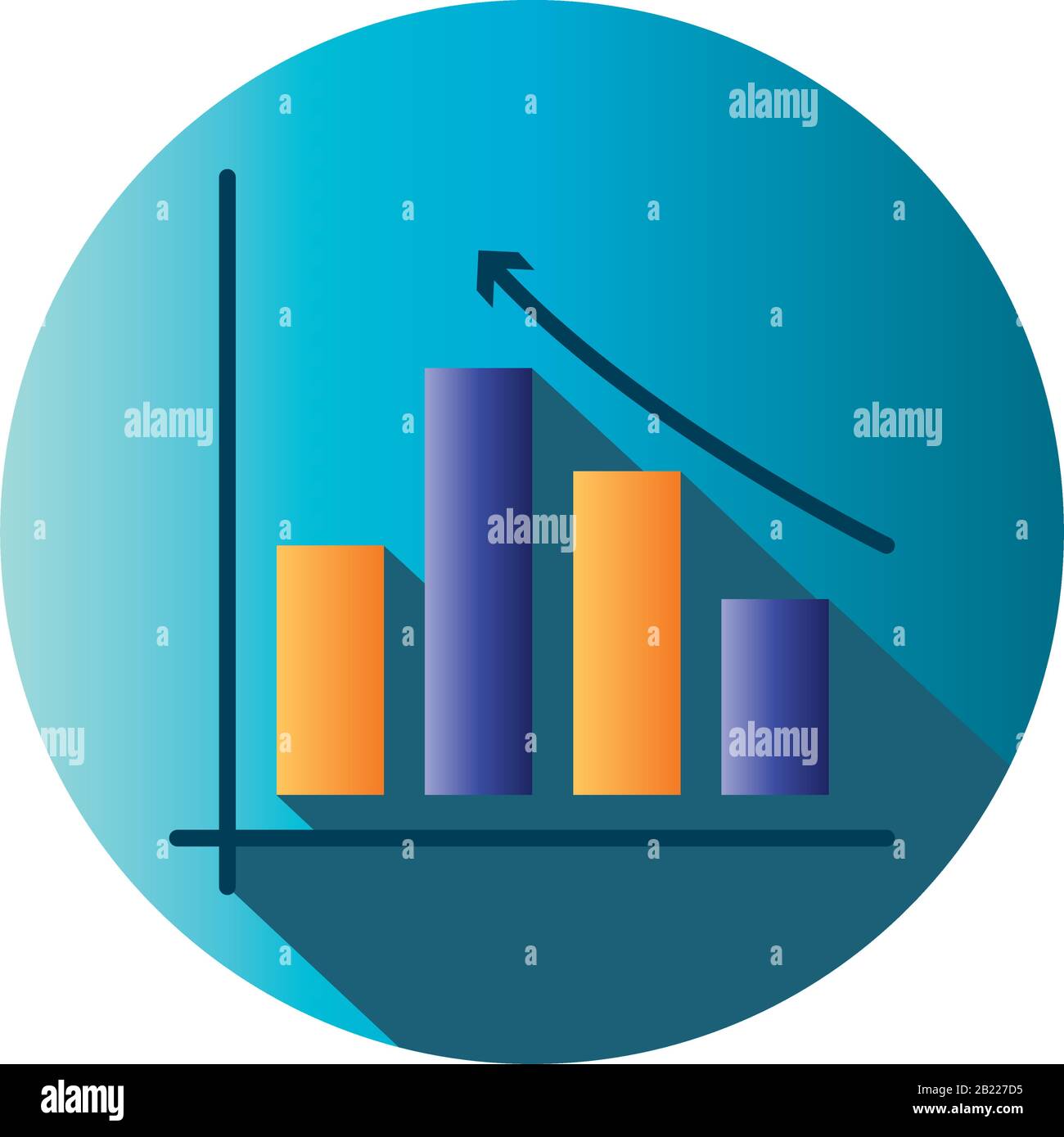 Workflow bars with increase arrow block gradient style icon design, Infographic data information ...