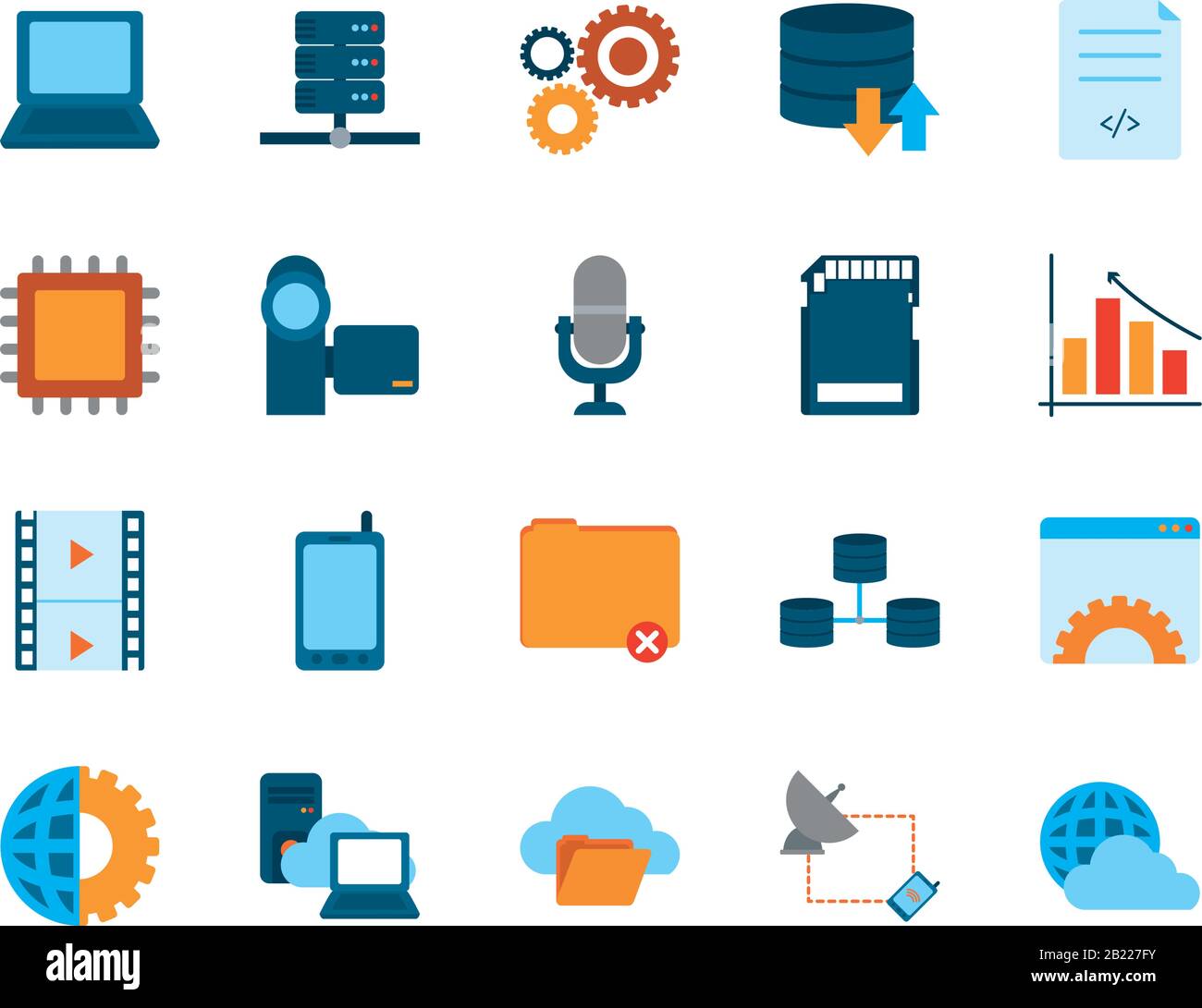 flat style icon set design, technology internet digital communication ...