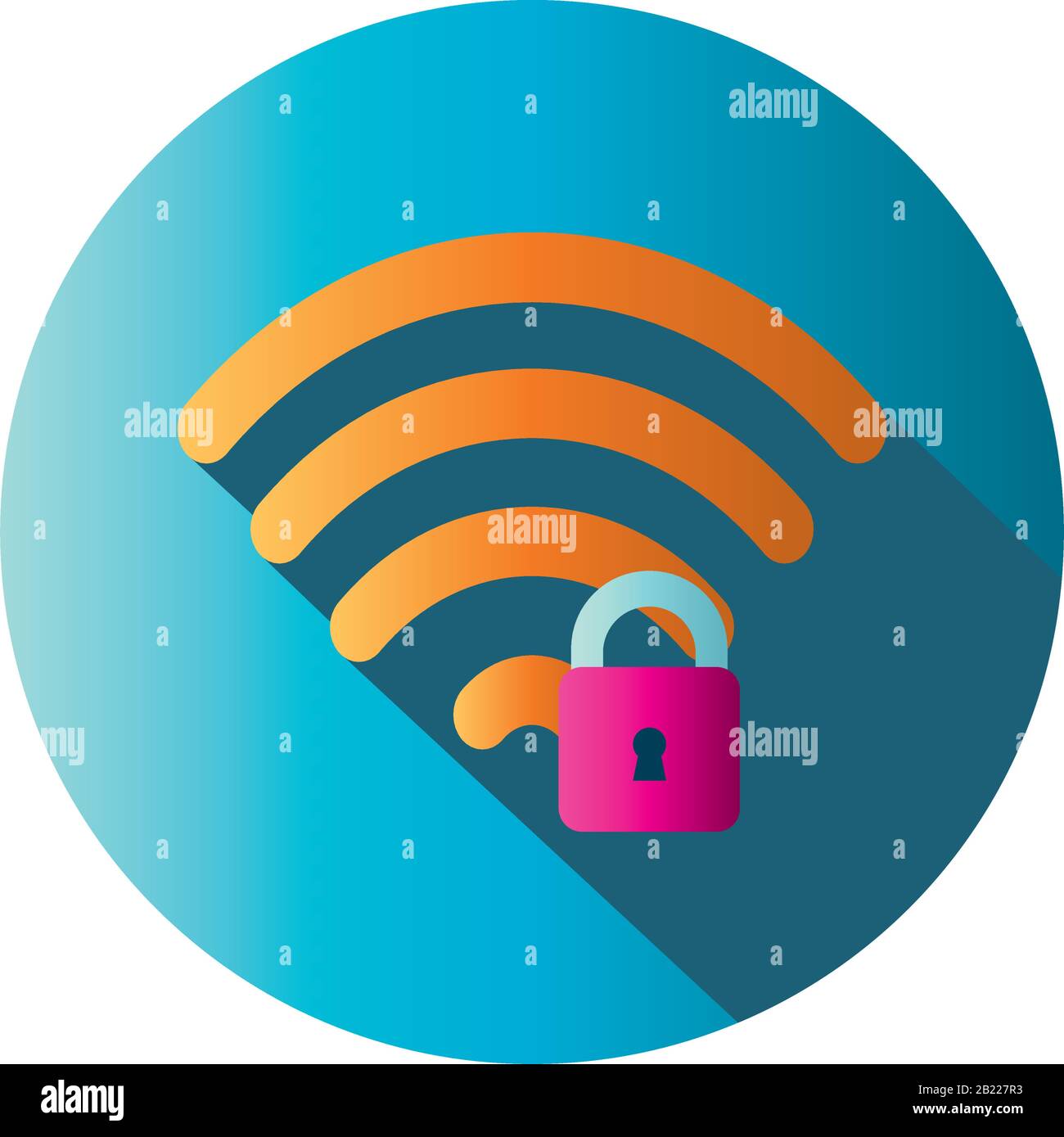 Wifi and padlock block gradient style icon design, Internet technology communication connection ...