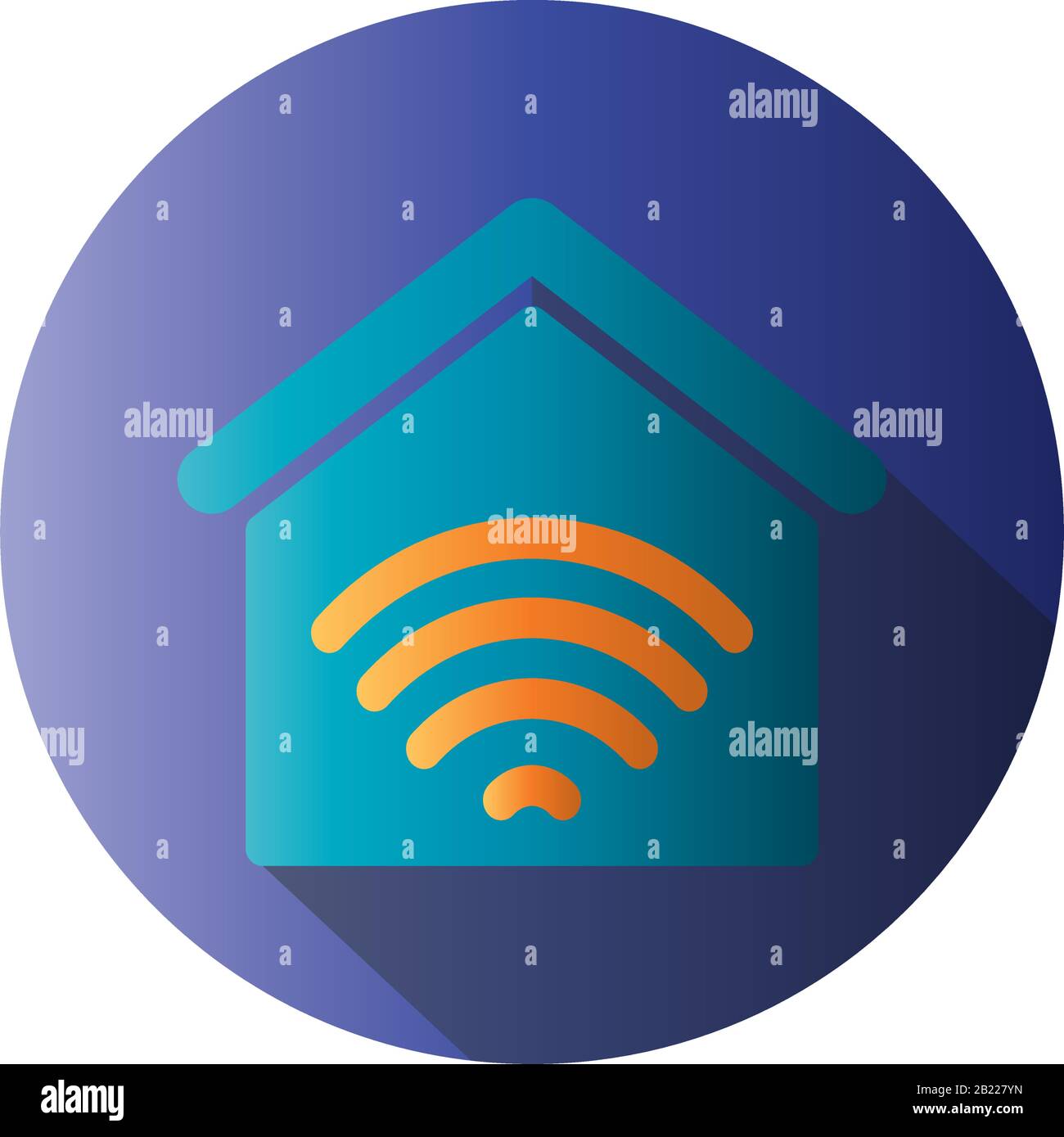 Wifi inside house block gradient style icon design, Internet technology communication connection ...