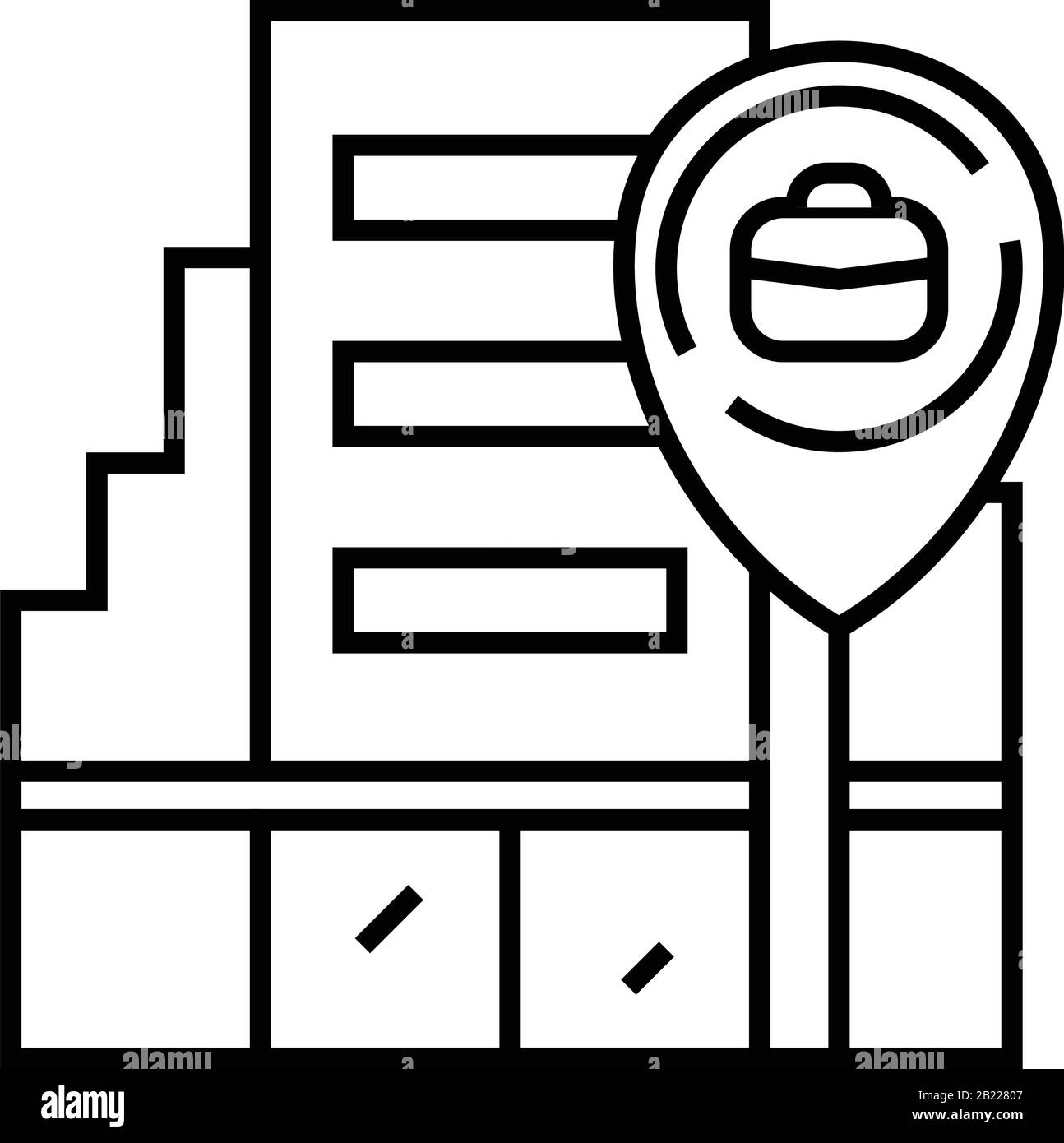 Office building line icon, concept sign, outline vector illustration ...