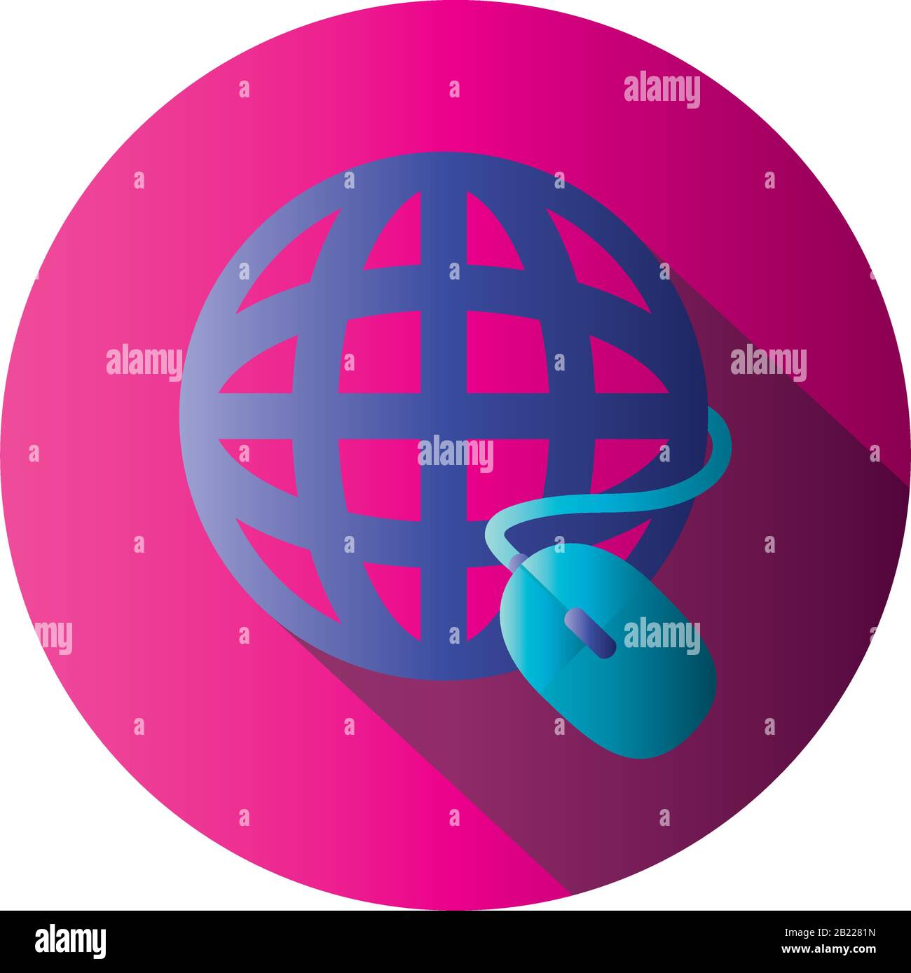 Global sphere with mouse block gradient style icon design, Communication internet connectivity ...