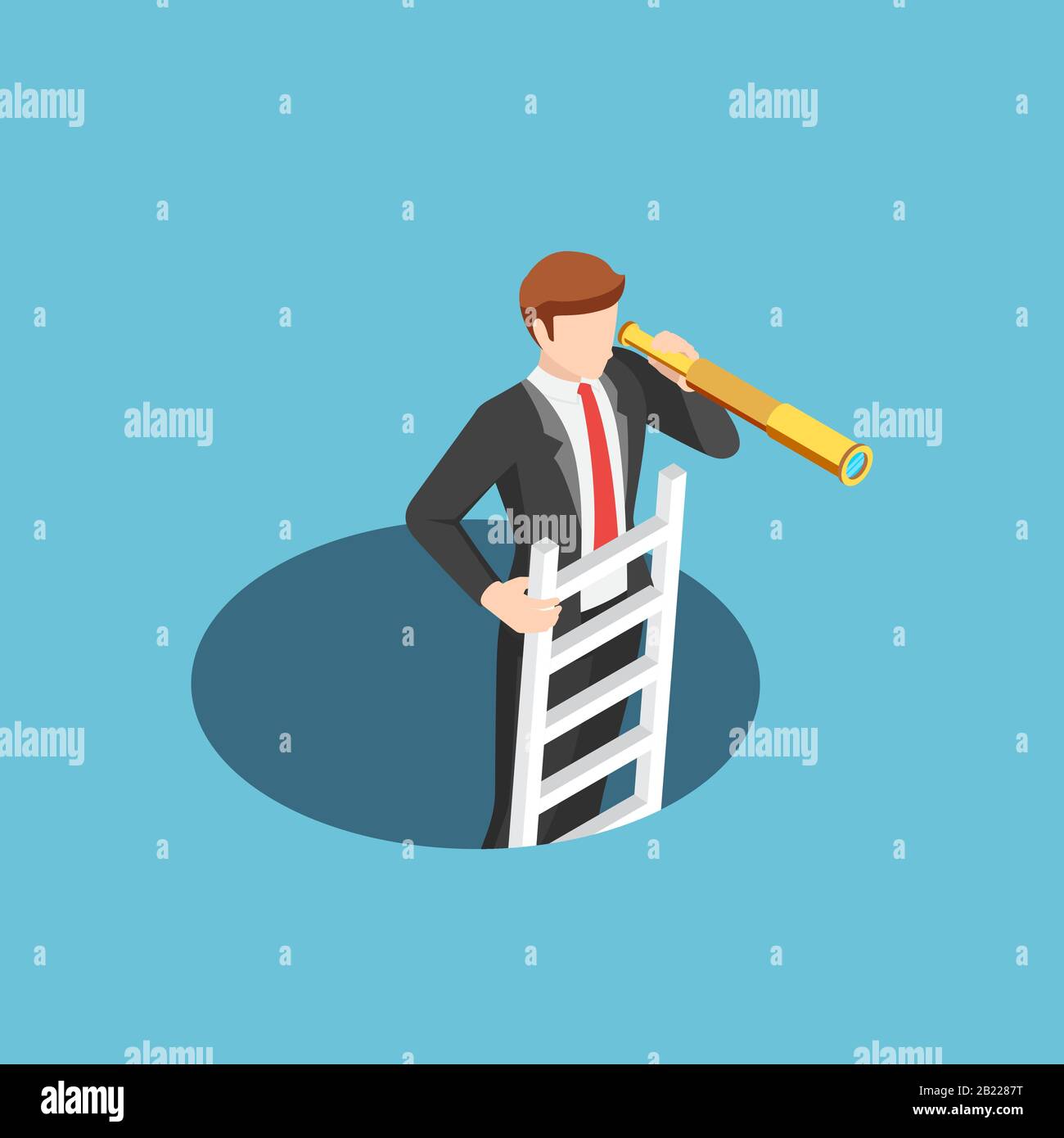 Climbing out of hole Stock Vector Images - Alamy