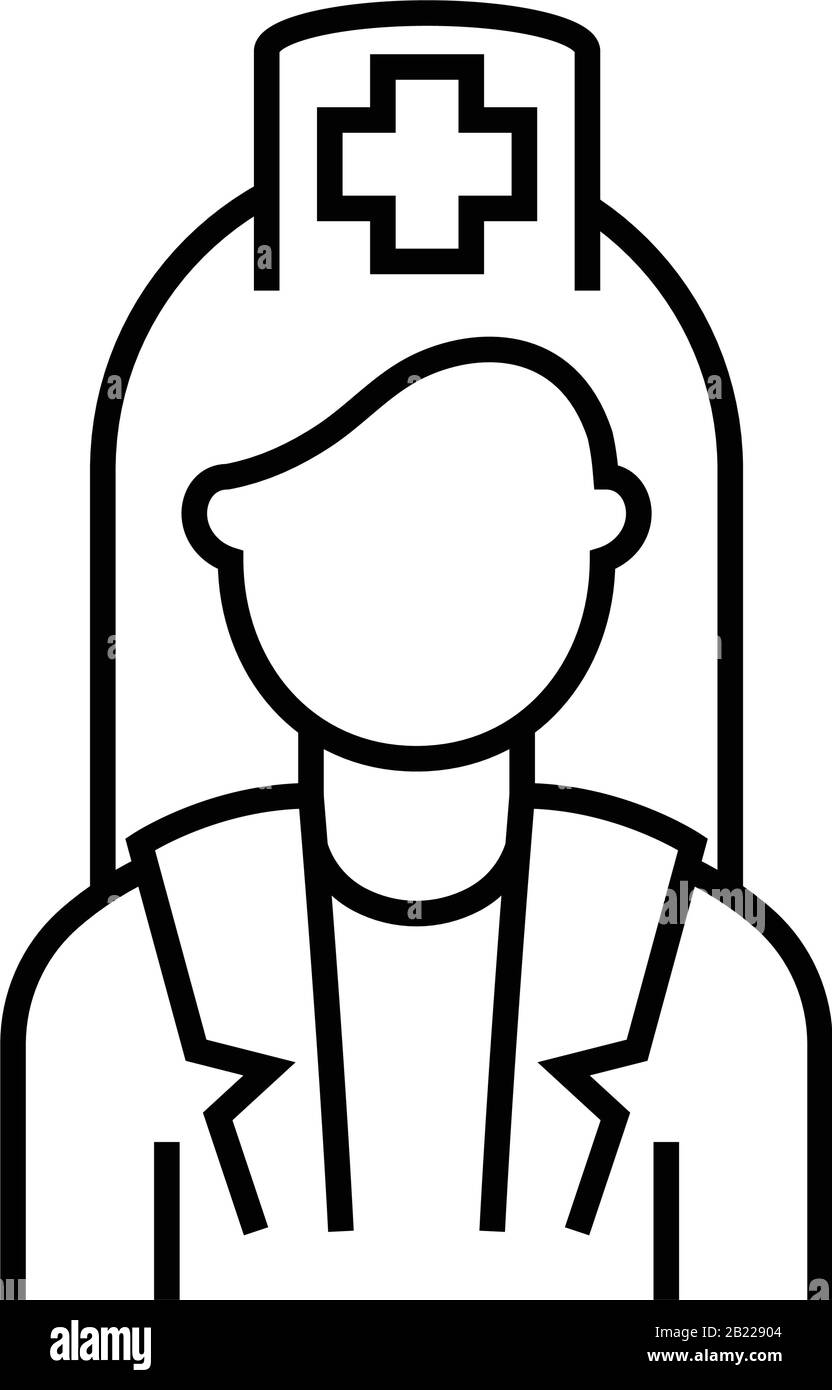 Nurse line icon, concept sign, outline vector illustration, linear ...