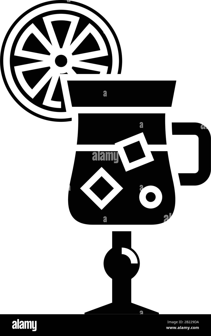 Exotic cocktail black icon, concept illustration, vector flat symbol ...