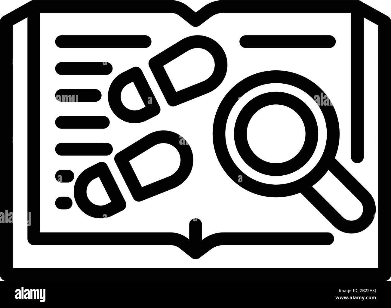 Book footprints and magnifier icon, outline style Stock Vector Image ...