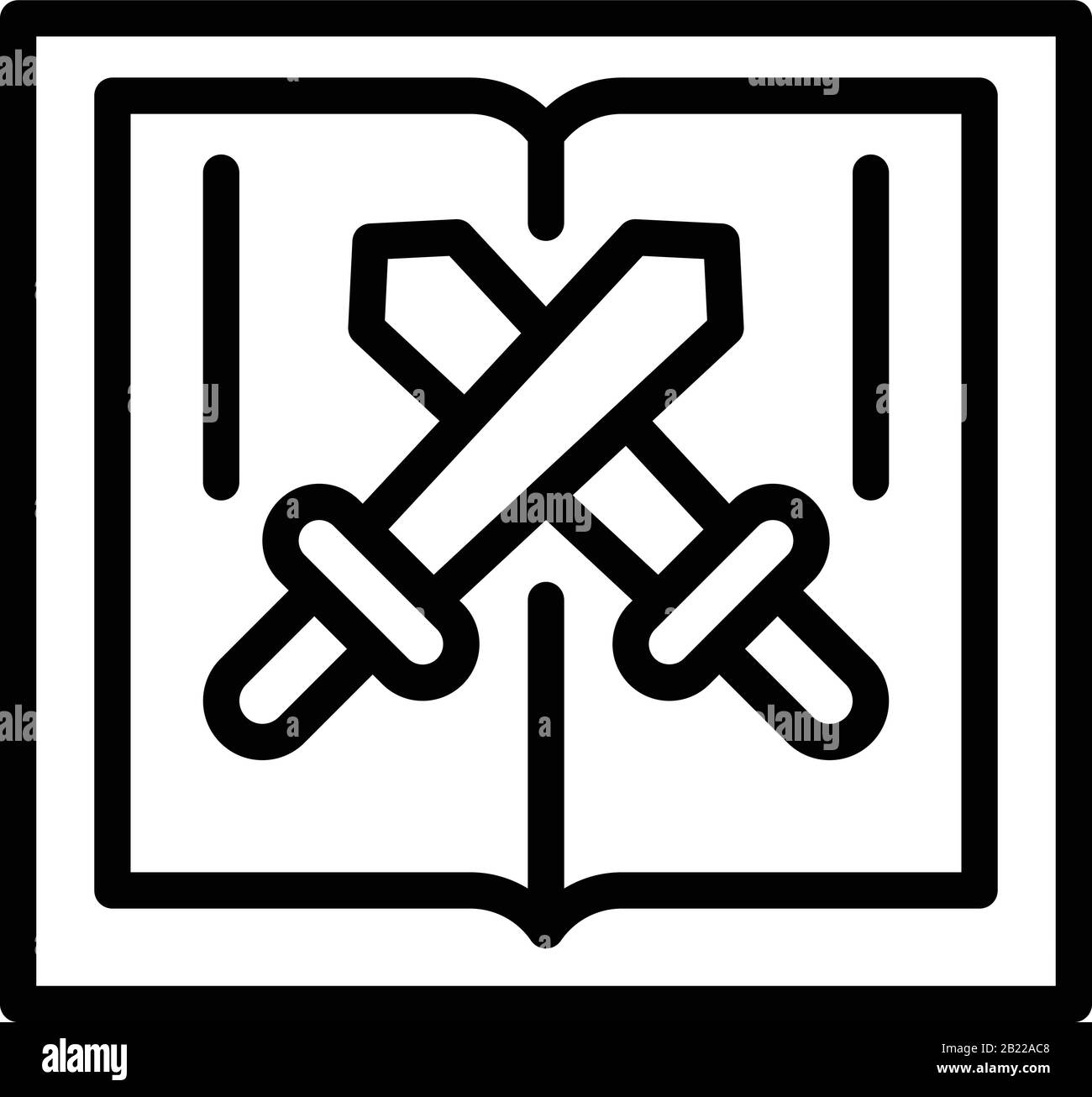 Book and crossed swords icon, outline style Stock Vector Image & Art ...