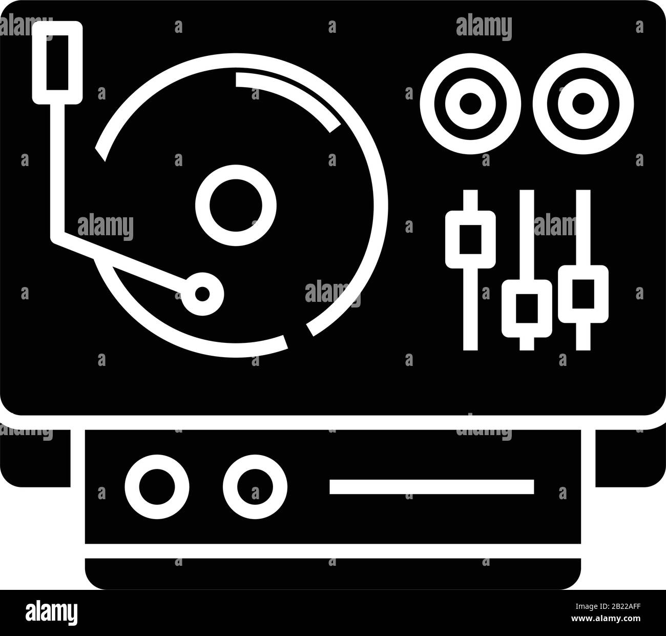 Dj station black icon, concept illustration, vector flat symbol, glyph ...