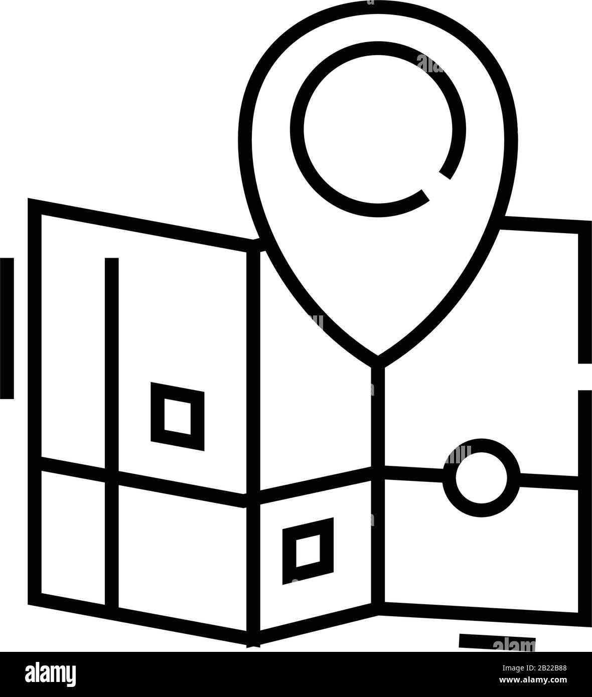 Map location line icon, concept sign, outline vector illustration ...