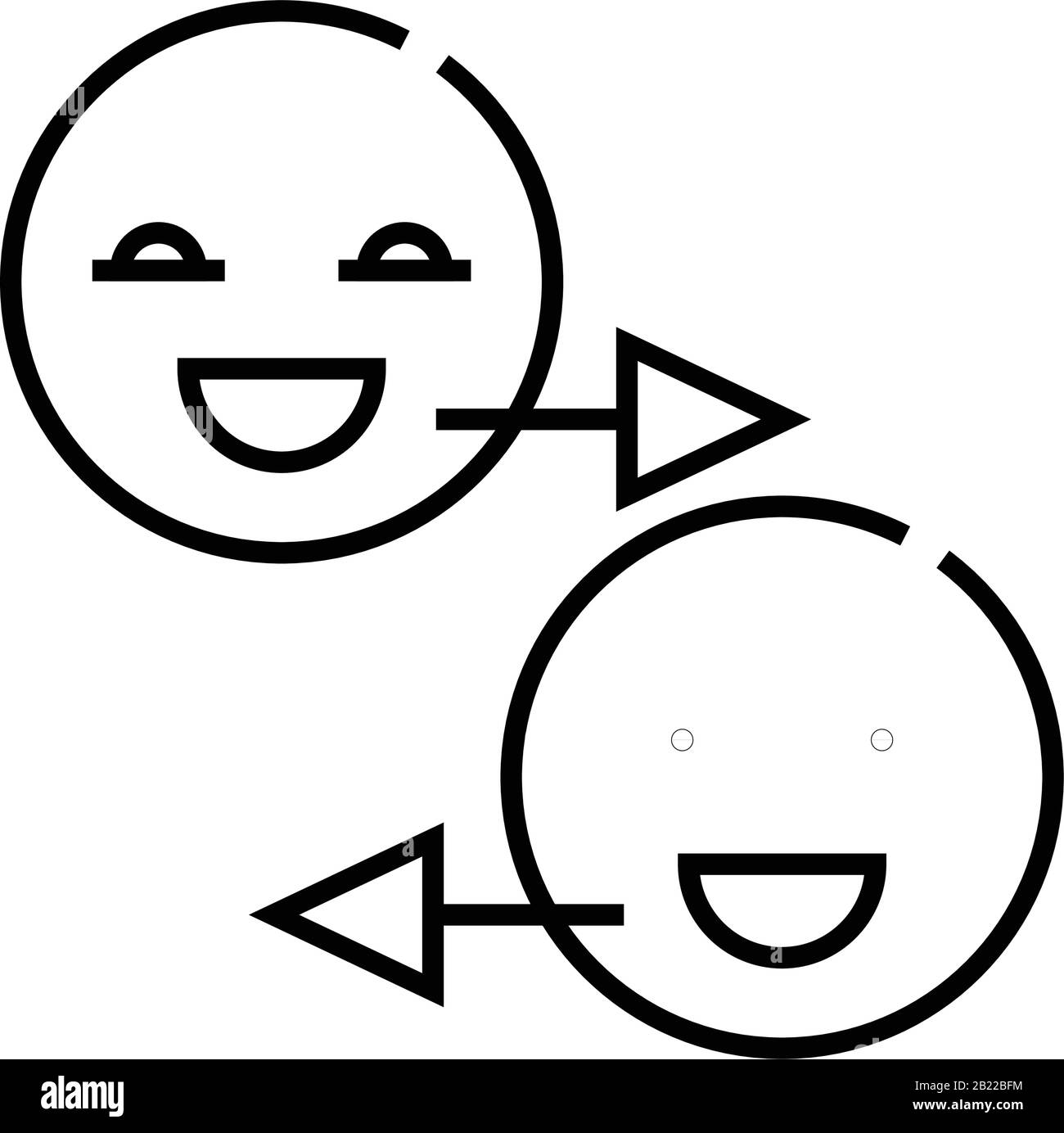 Laughing smiles line icon, concept sign, outline vector illustration ...