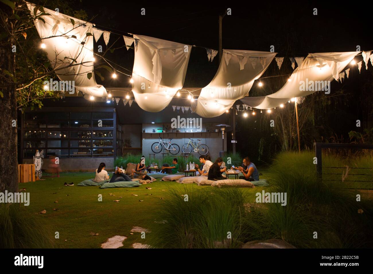 BANGKOK, THAILAND - NOVEMBER 24 : Live band playing music concert for ...