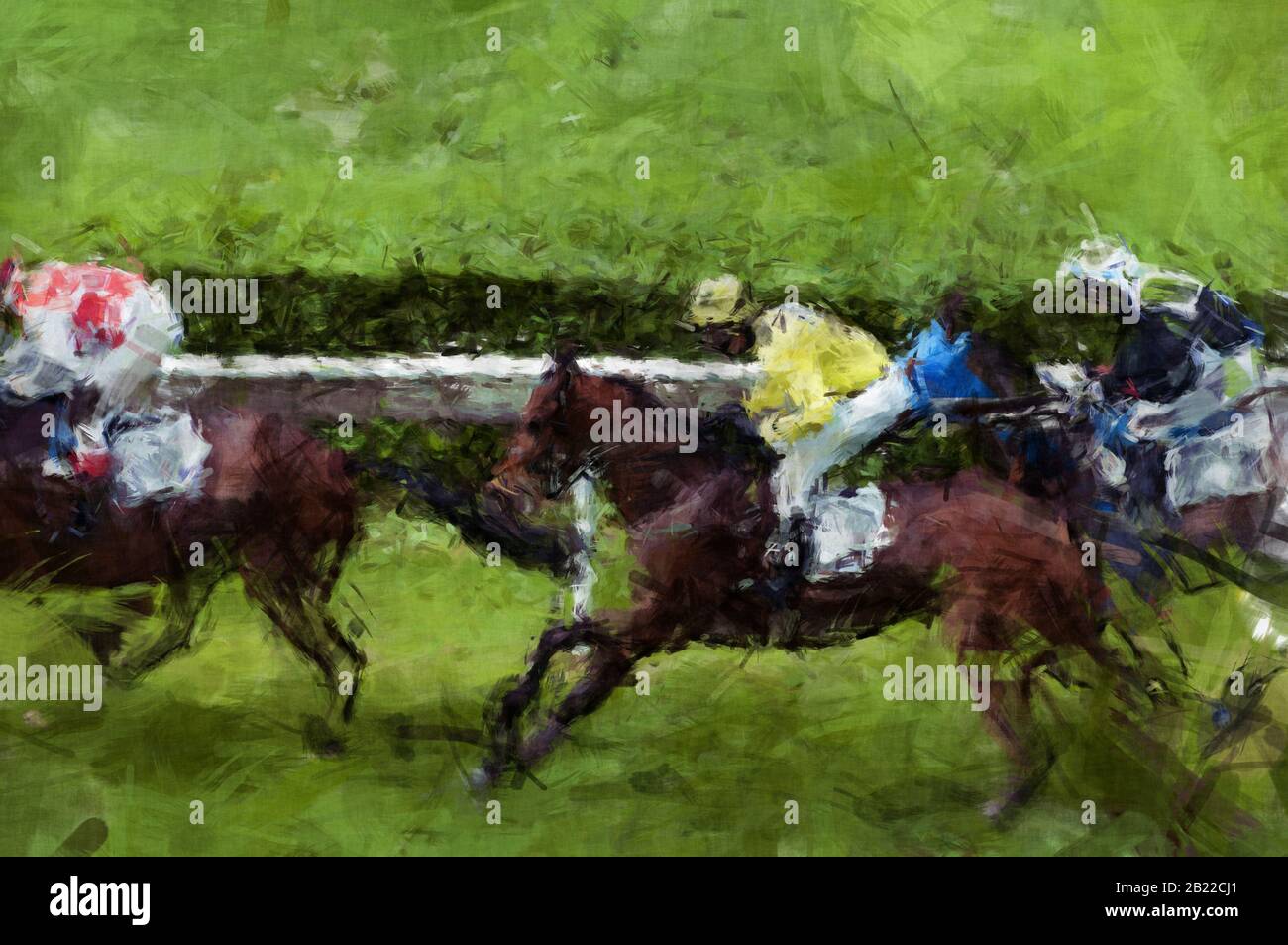 horse race painting Stock Photo - Alamy