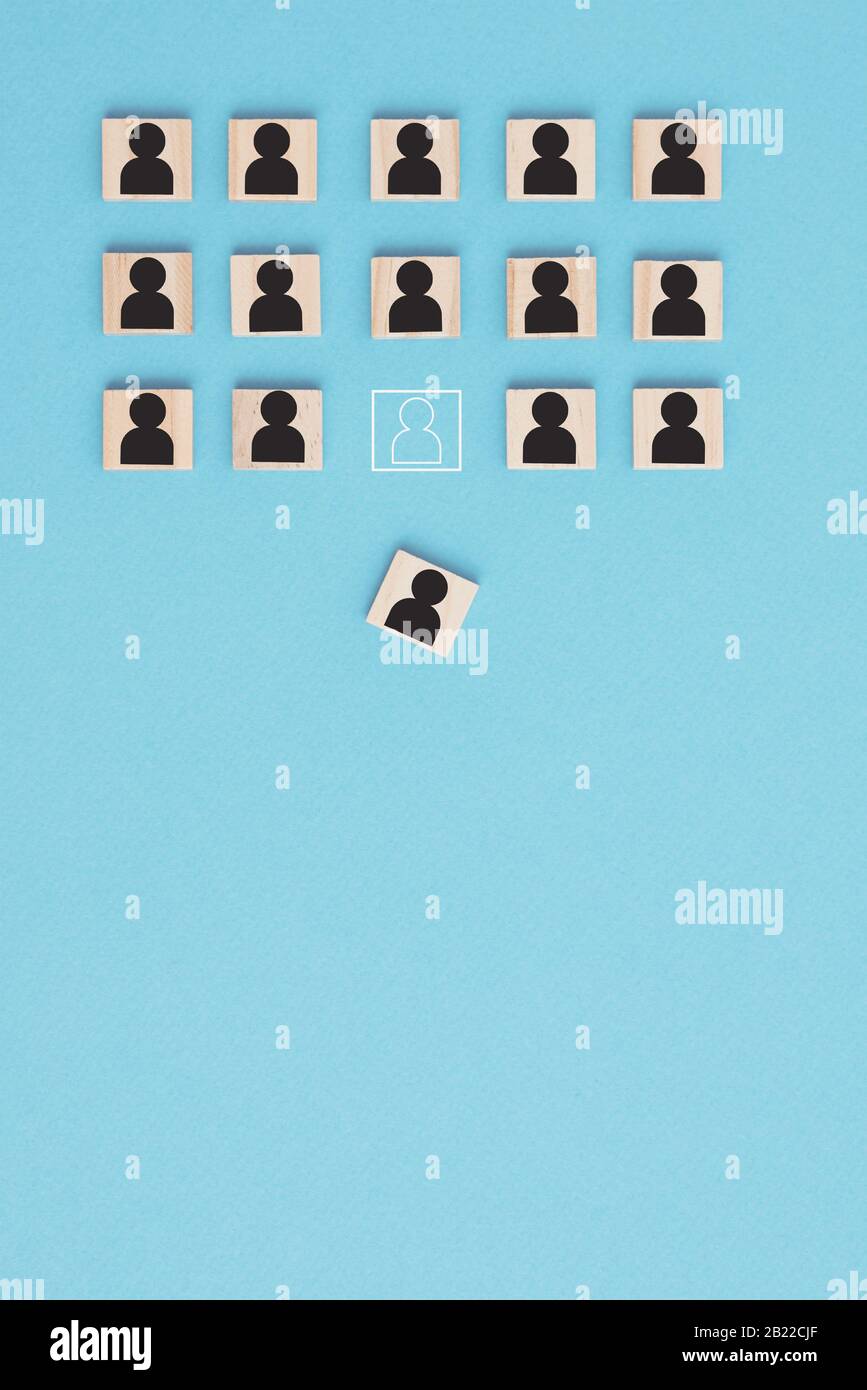 Think different and leader concept. Group of people made from wooden ...