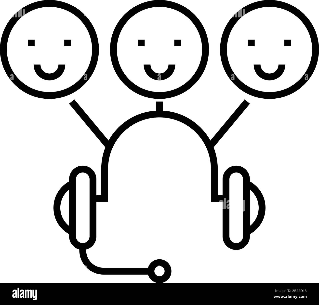 Listening news line icon, concept sign, outline vector illustration ...